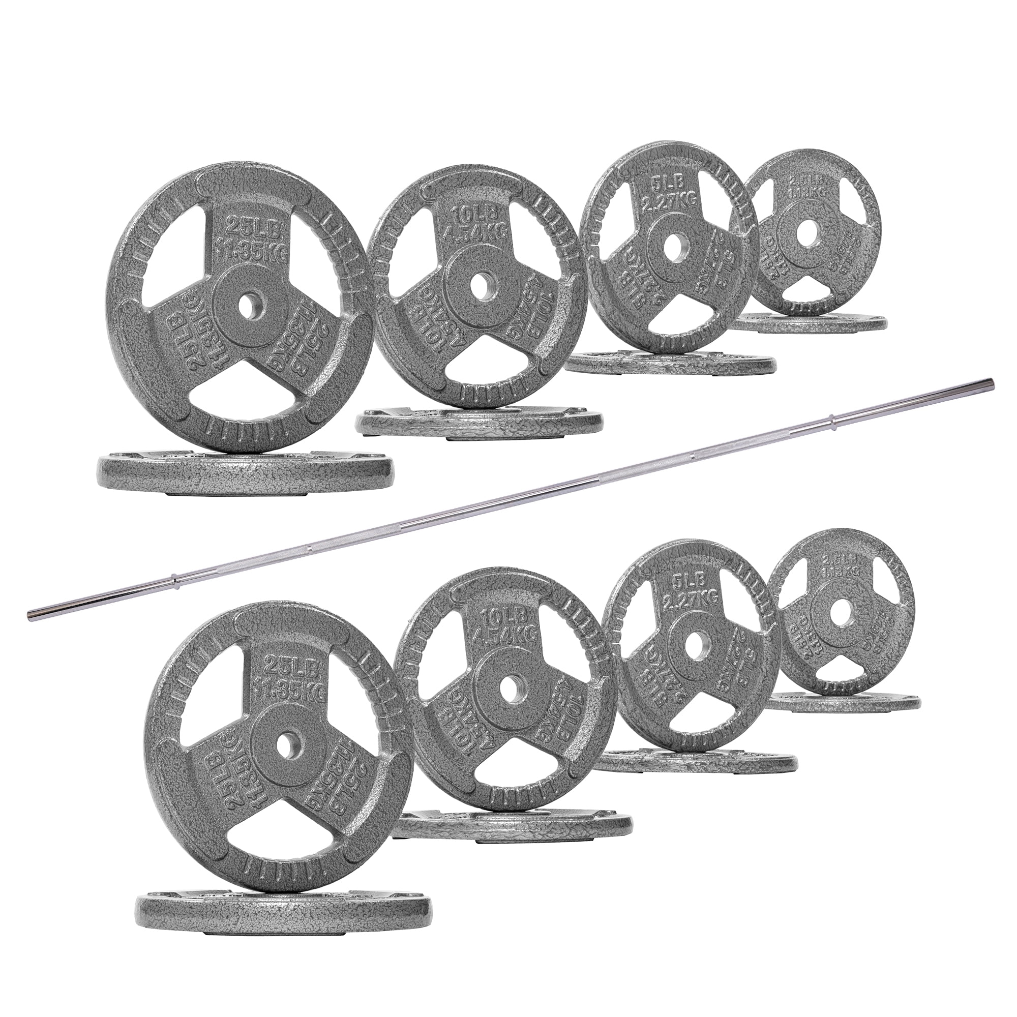 FlexWave Cast Iron Barbell Set, 50-170 LBS Weight Plates with 6FT or ...