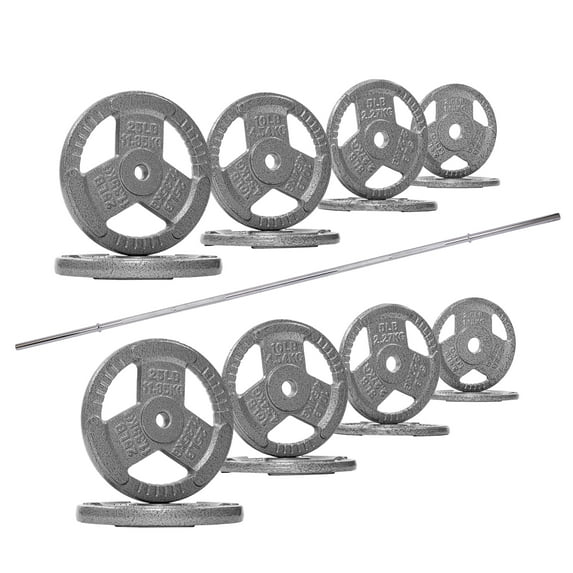 FlexWave Cast Iron Barbell Set, 50-170 LBS Weight Plates with 6FT or ...