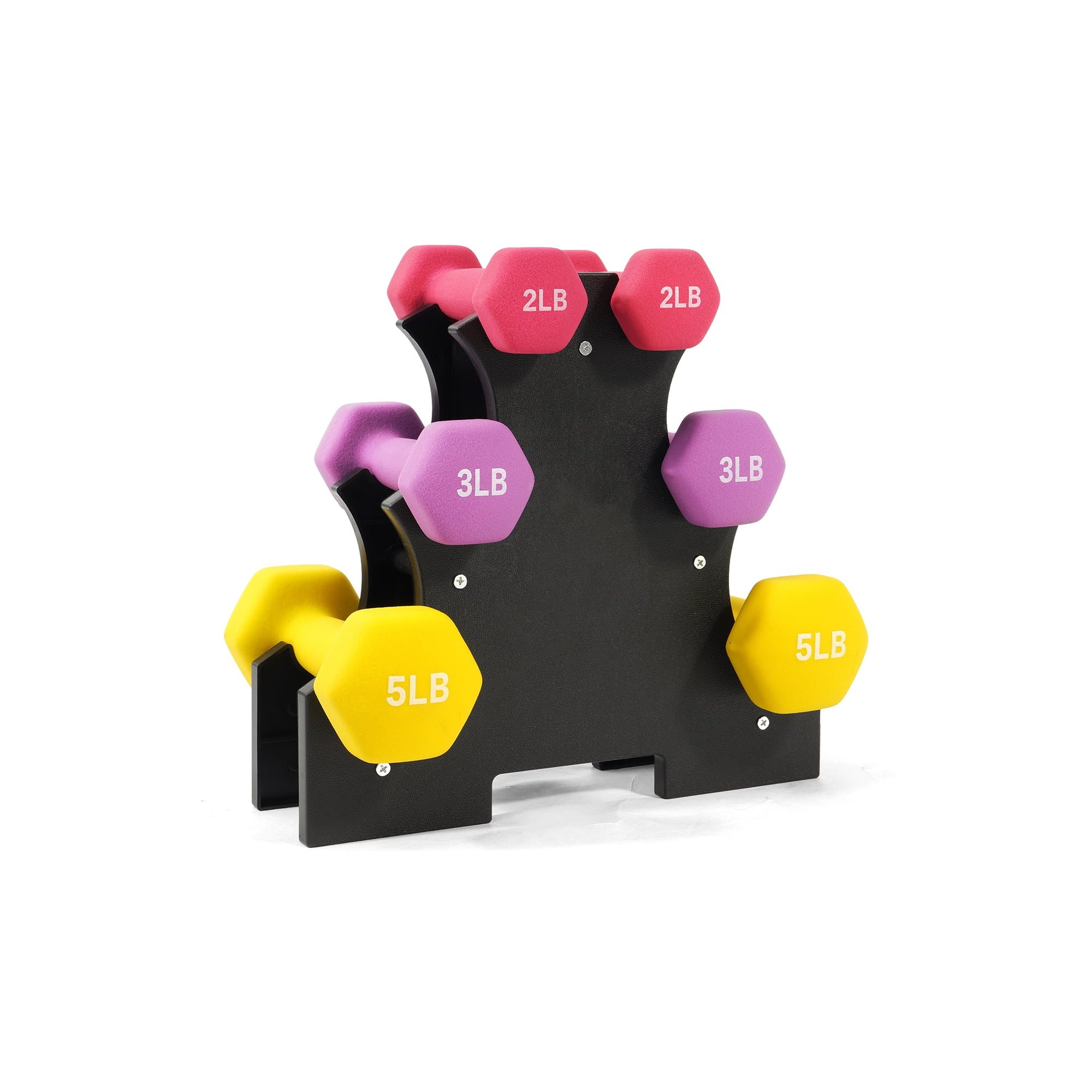 FlexWave Dumbbell Set with Stand, 2lb 3lb 5lb Neoprene Coated Hand ...