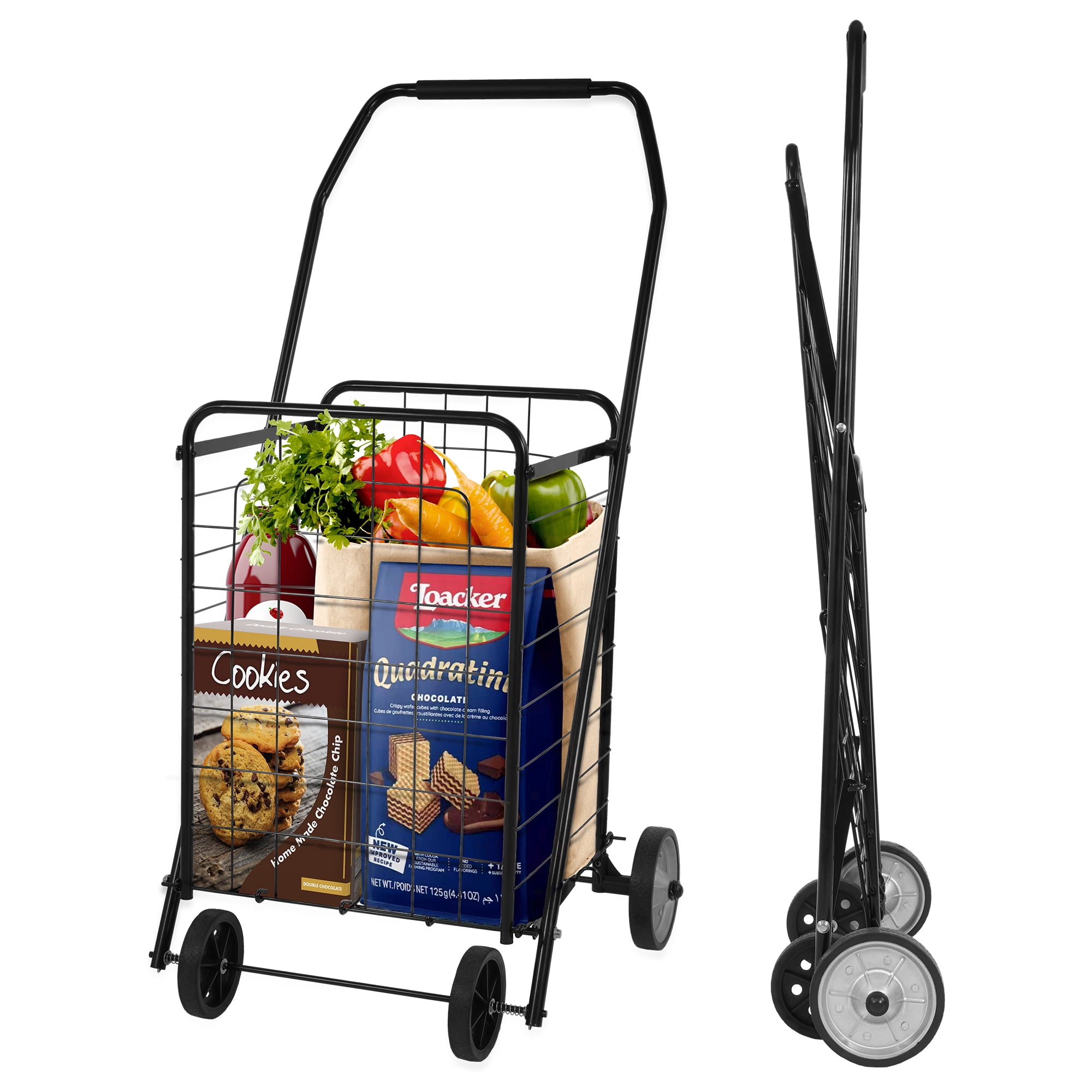 FlexWave Foldable Shopping Cart，Lightweight Utility Trolley，with Wheels ...