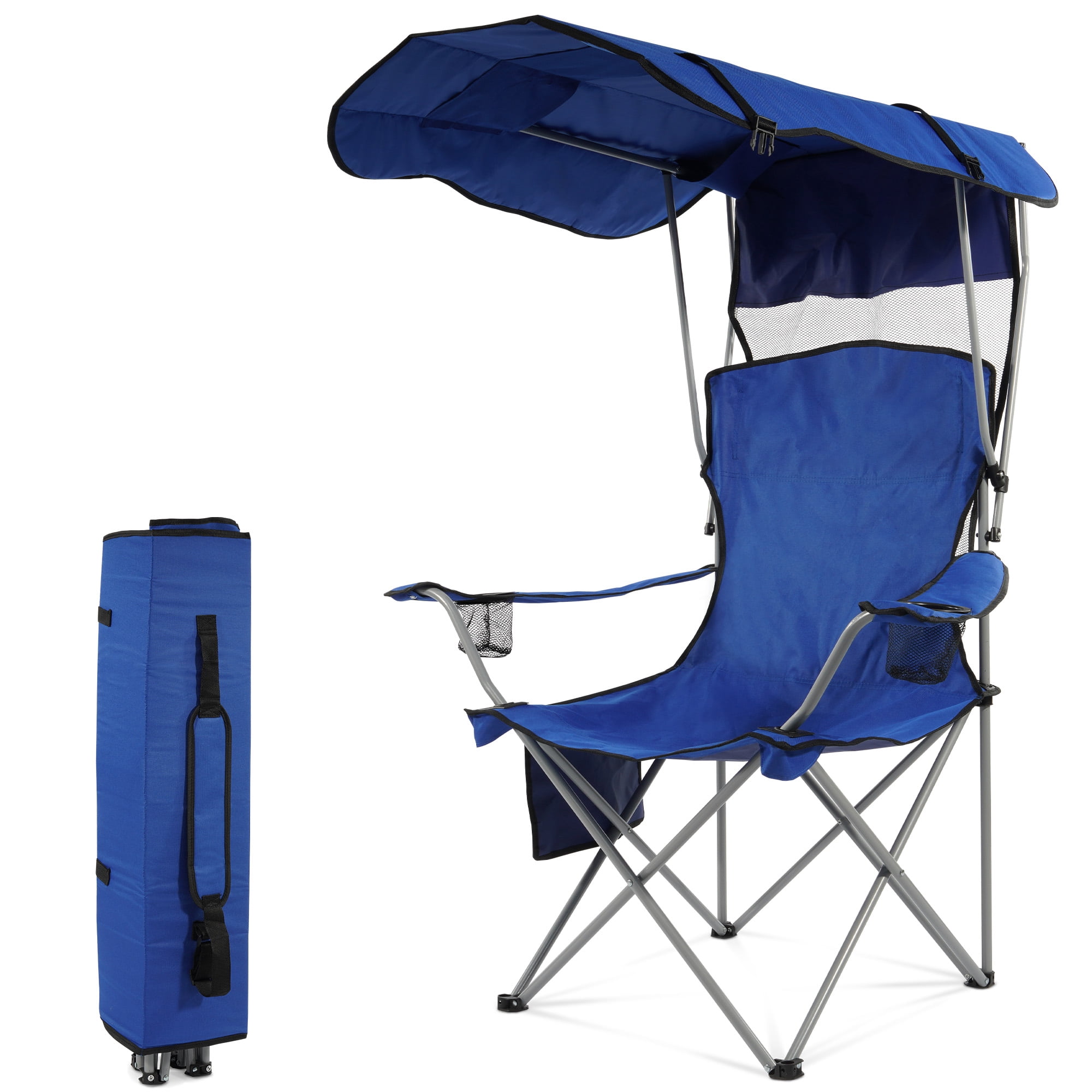 FlexWave Folding Camp Chair，Portable Outdoor Chair，with Shade & Cup ...