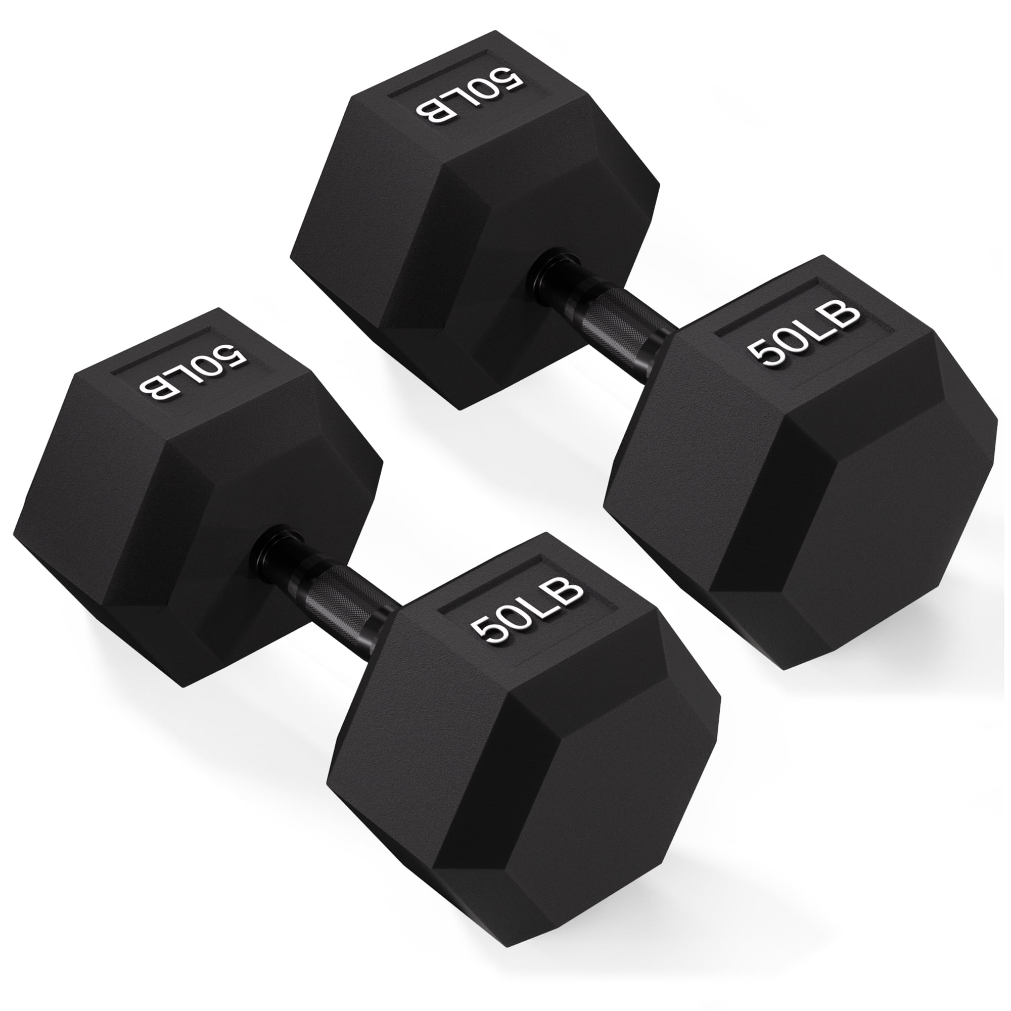 FlexWave Hex Rubber Coated Dumbbell Set – Pairs of 10LB, 45LB & 50LB ...
