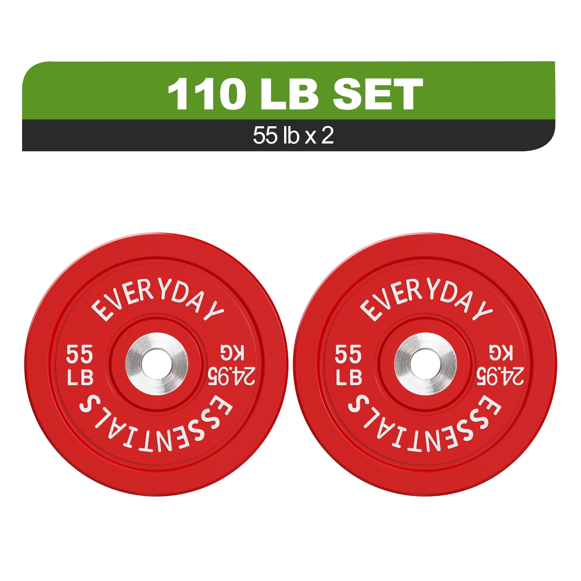 FlexWave Olympic Bumper Plates Pair 55LB, 2-Inch Rubber Barbell Plates ...