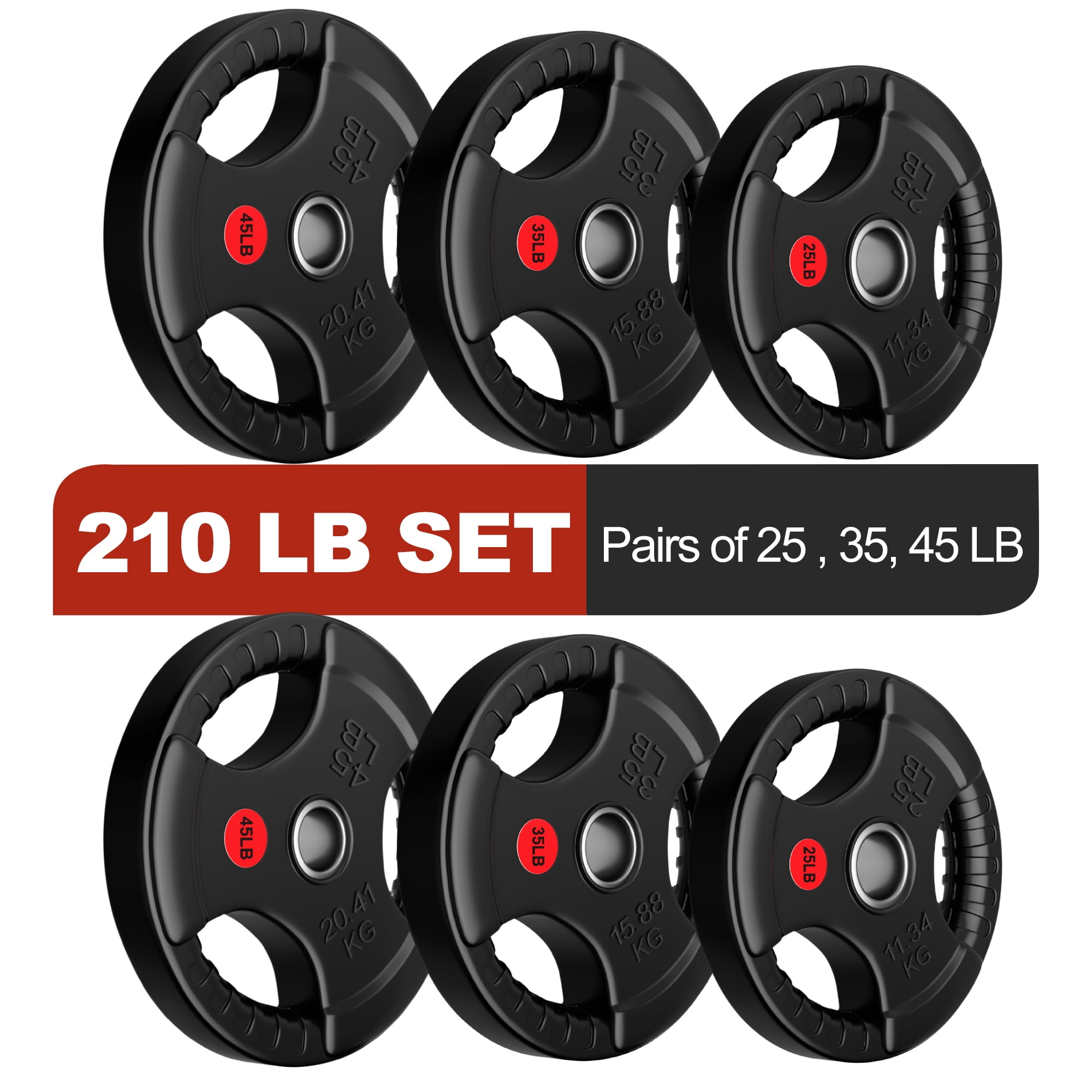 FlexWave Olympic Weight Plate Set 120LB–210LB, 2-Inch Rubber Coated ...