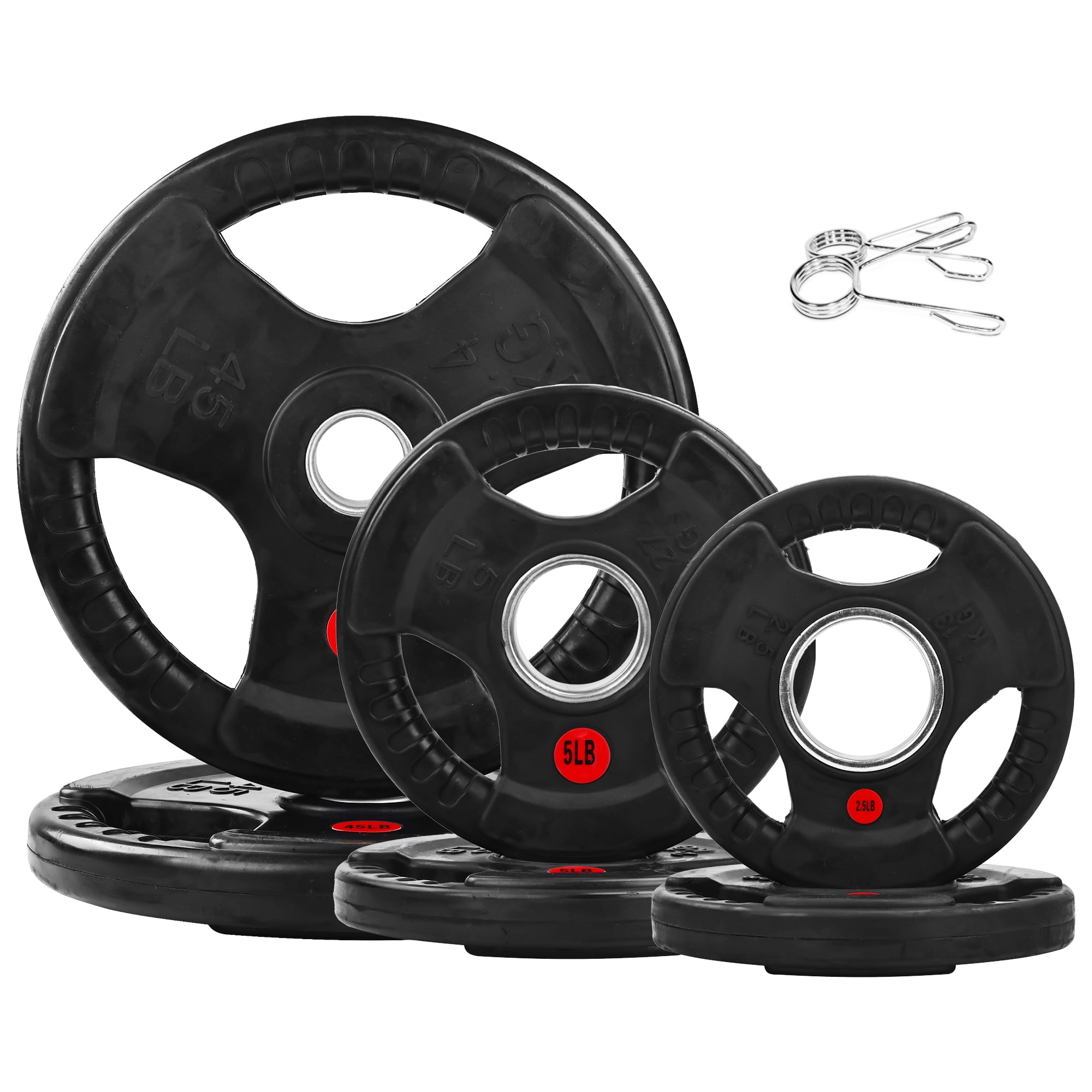 FlexWave Olympic Weight Plate Set 85LB–135LB, 2-Inch Rubber Coated Cast ...