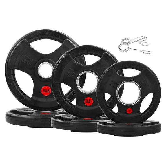 FlexWave Olympic Weight Plate Set 85LB–135LB, 2-Inch Rubber Coated Cast ...