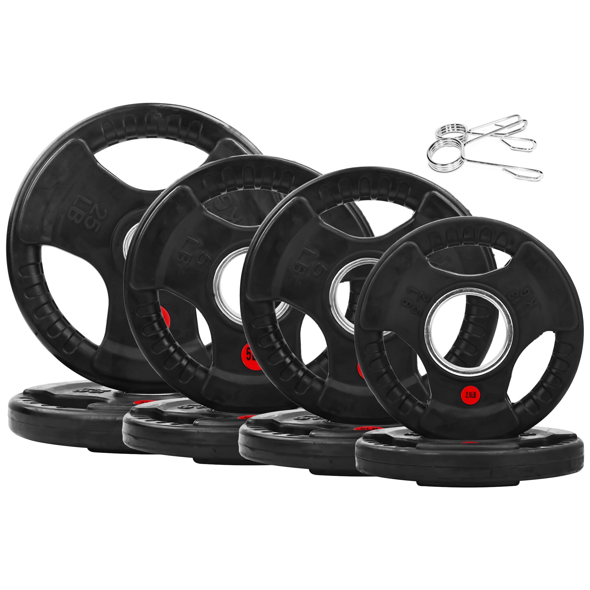 FlexWave Olympic Weight Plate Set 85LB–135LB, 2-Inch Rubber Coated Cast ...