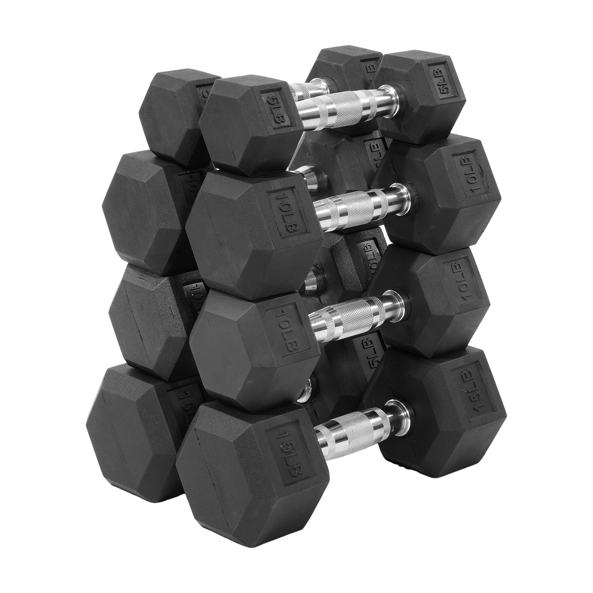 FlexWave Rubber Encased Hex Dumbbell Set – 70LB/80LB/90LB/110LB/120LB ...