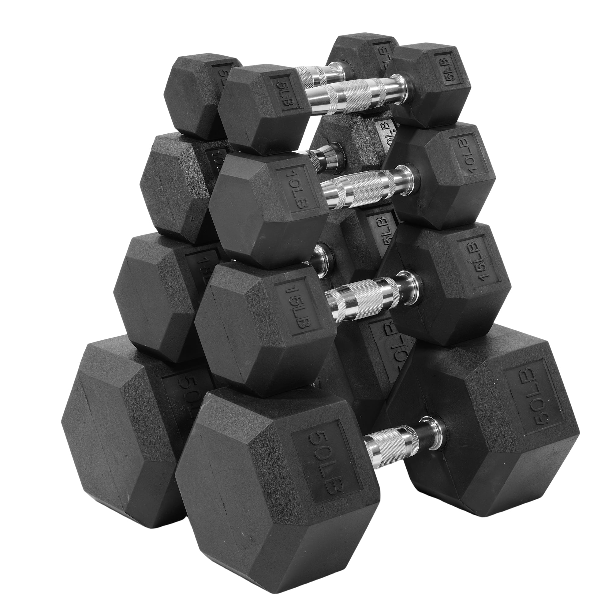 FlexWave Rubber Encased Hex Dumbbell Set – 70LB/80LB/90LB/110LB/120LB ...