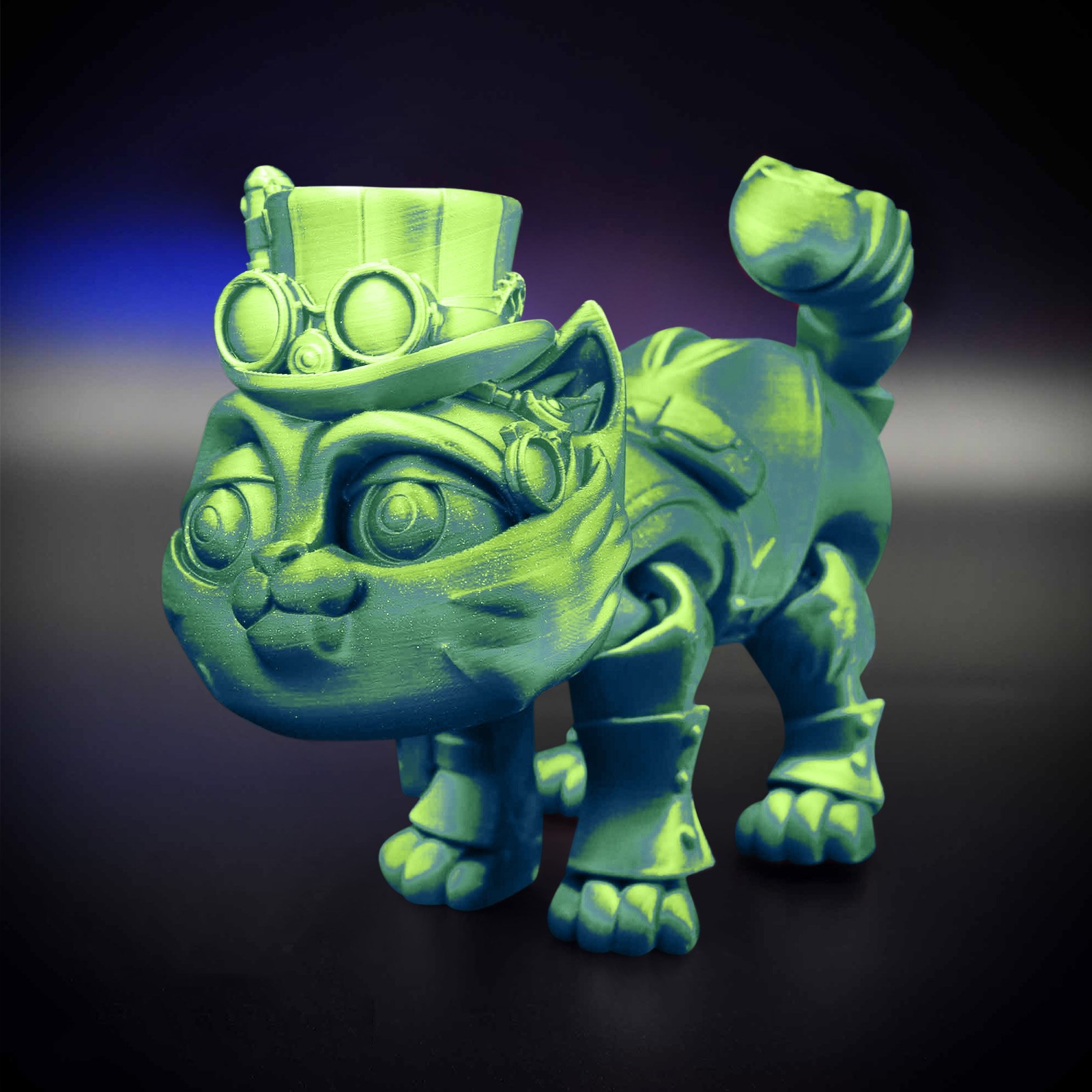 Flexi Factory Print-In-Place Steampunk Cat 3D STL and 3MF Files for ...