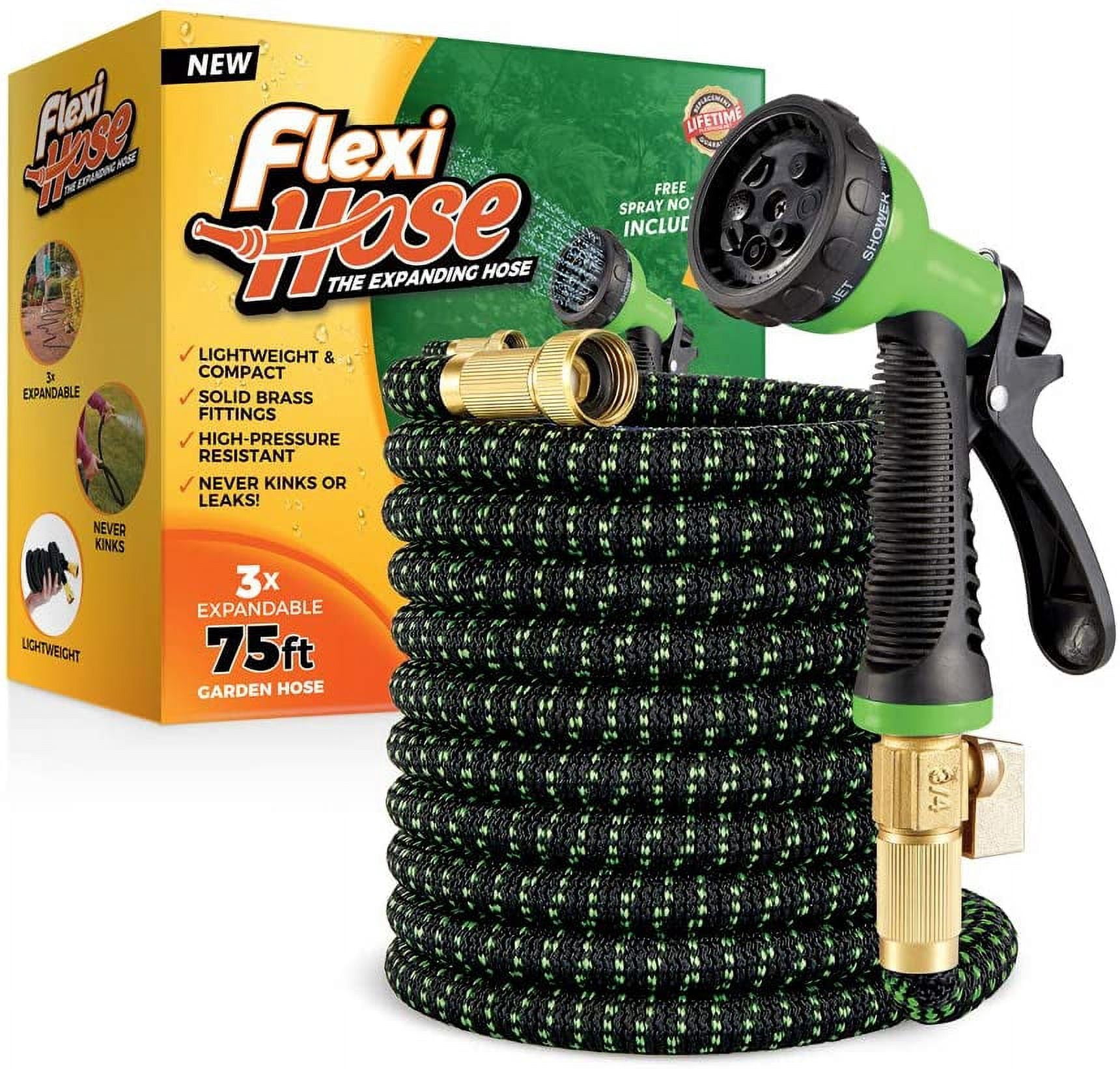 Flexi Hose Expandable 0.75” x 75’ Heavy Duty Garden Hose - Walmart.com