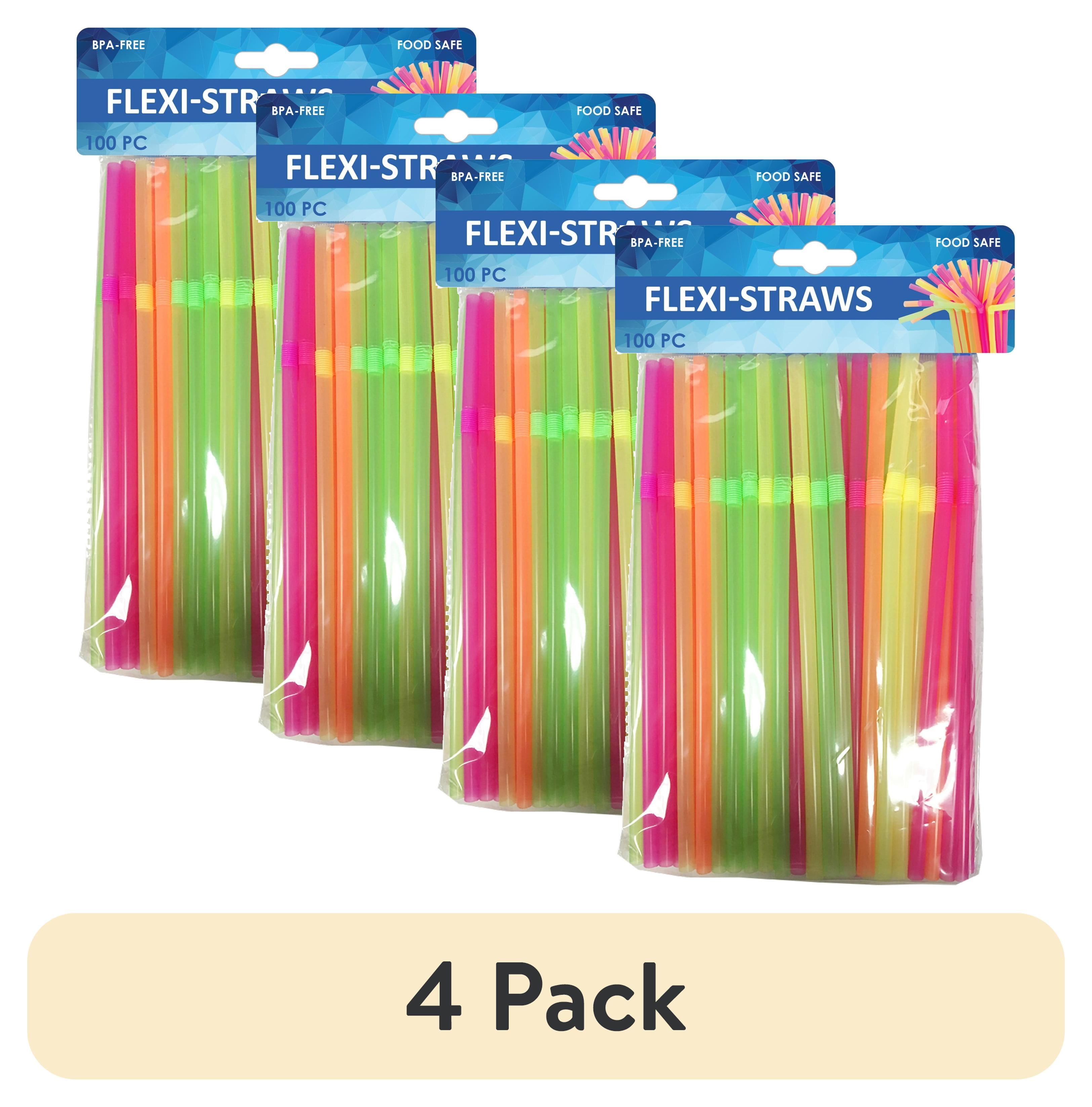 (4 pack) Flexi Straws Neon 100pk - Walmart.com