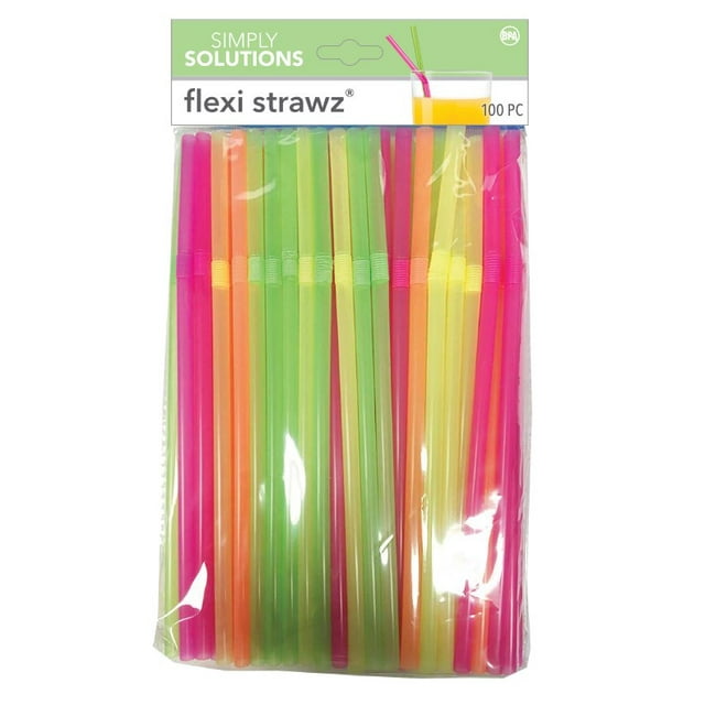 Neon Flexi Straws 100pk for Breakroom Kitchen Use - Walmart Business ...