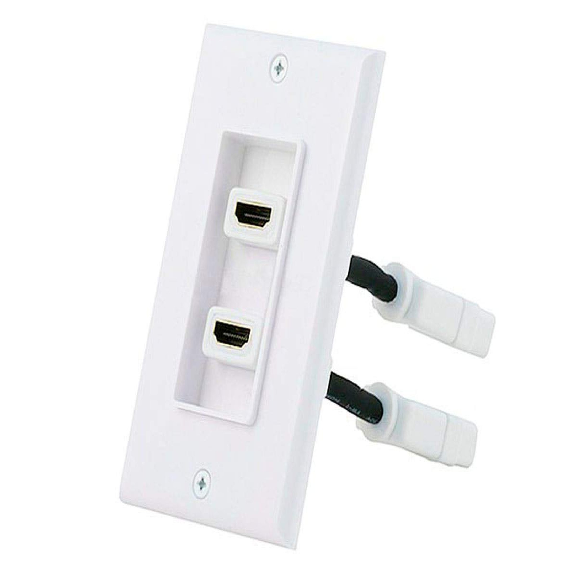 FlexiConnect Dual Port HDMI Wall Plate with Built-in 4 Inch Cable ...