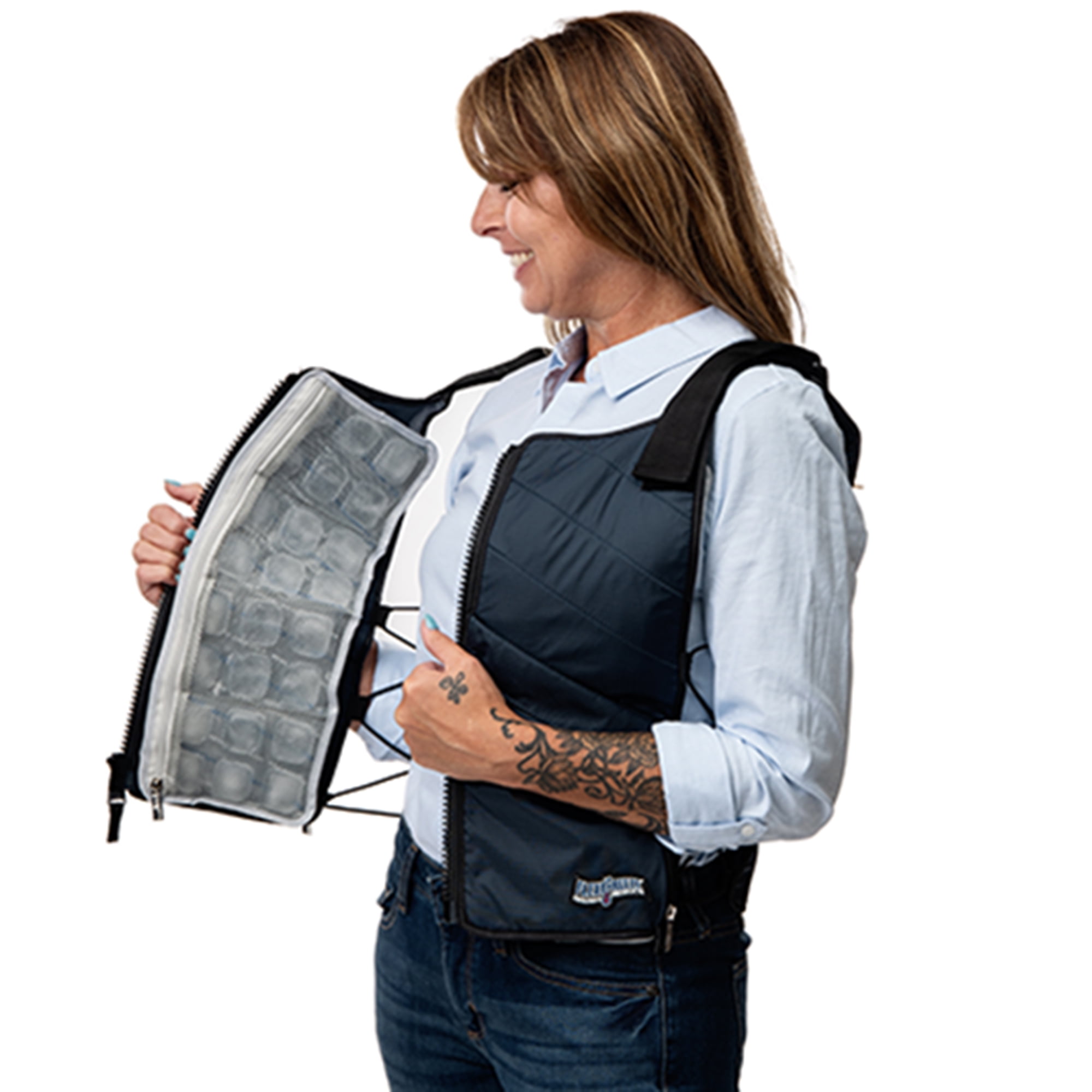 FlexiFreeze Ice Vest, Navy Cooling Pack, Adjustable Sizes XS-6X, 96 Ice ...
