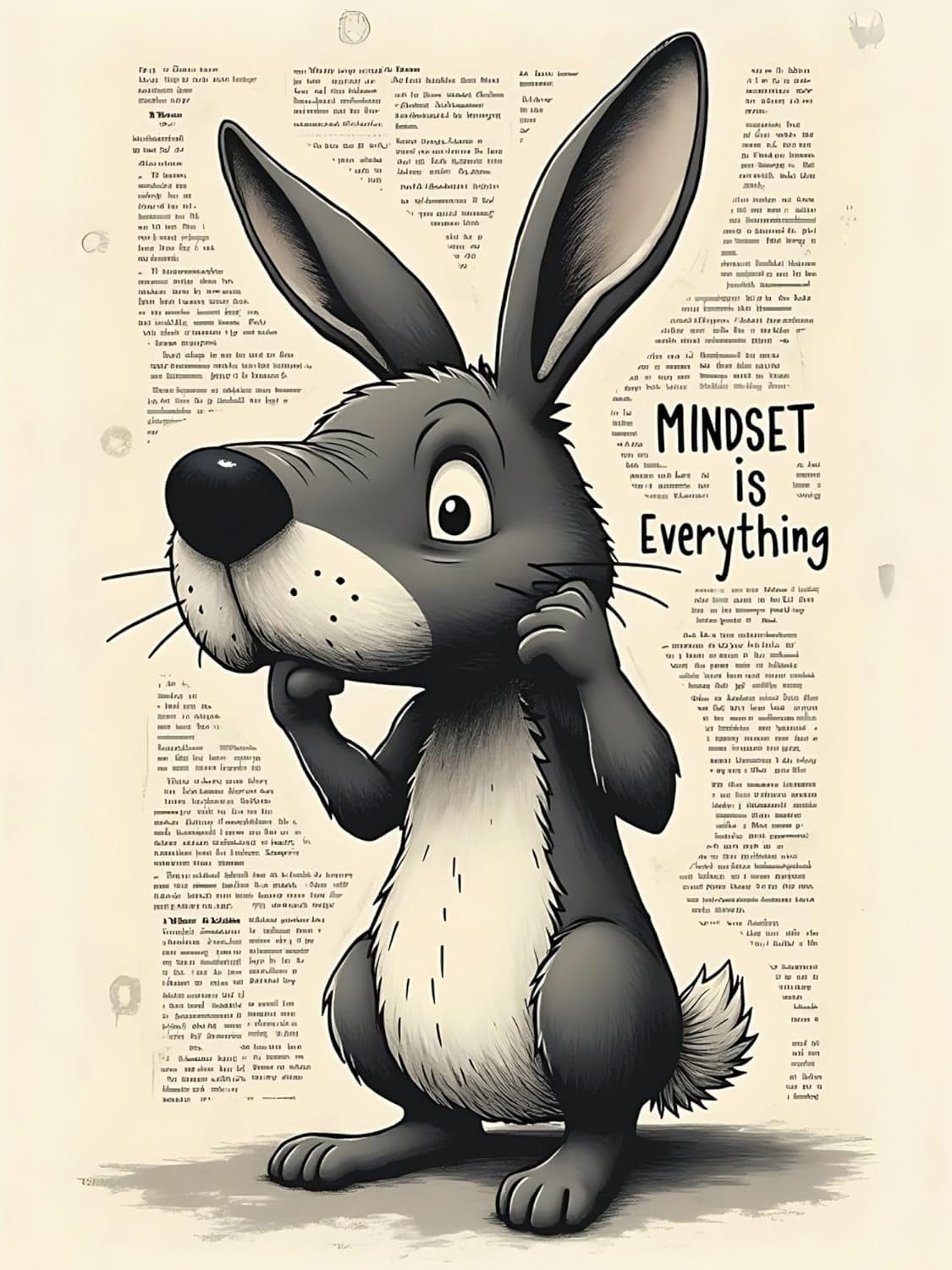FlexiPrints - 12x16 Inches “Mindset is Everything” Bunny Wall Art ...