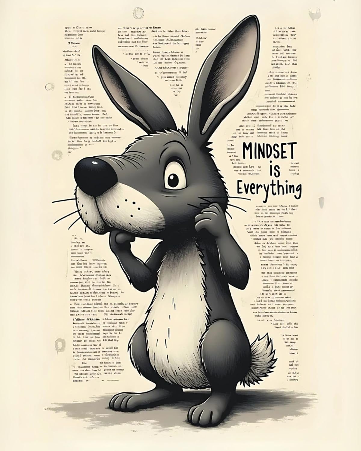 FlexiPrints - 8x10 Inches “Mindset is Everything” Bunny Wall Art ...