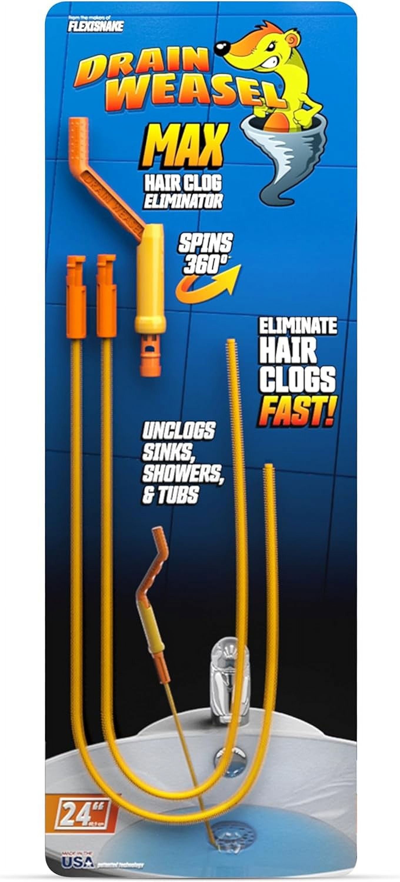 FlexiSnake Drain Weasel MAX Snake Hair Clog Remover Plumbing Tools, 24 ...