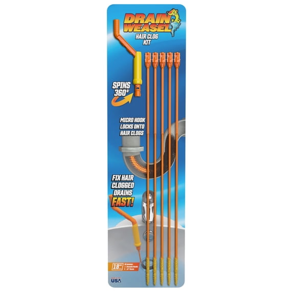 FlexiSnake Drain Weasel Snake Hair Clog Remover Plumbing Tools, 5 Pack ...