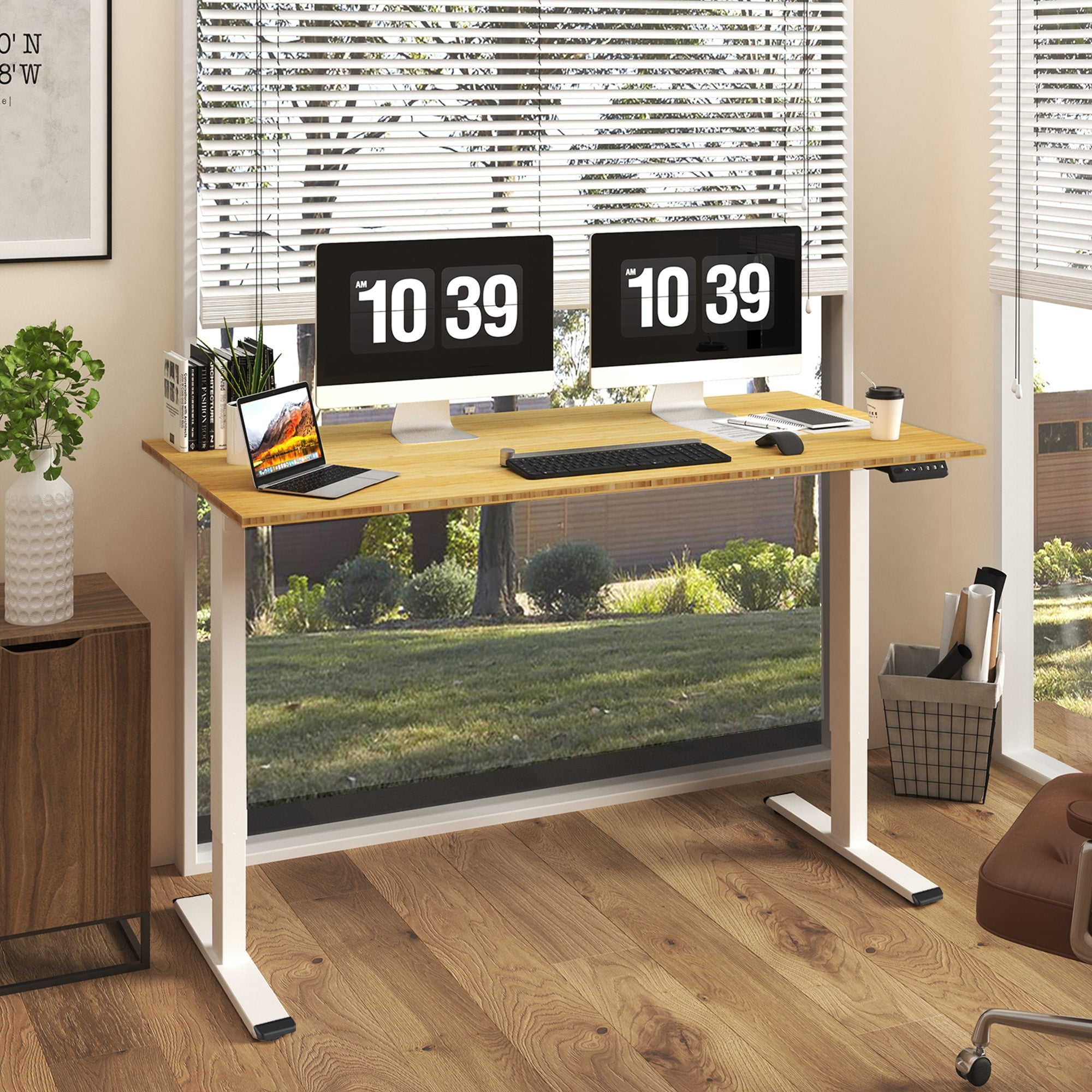 FlexiSpot 100% Bamboo Whole-Piece Desktop Ergonomic Electric Home ...
