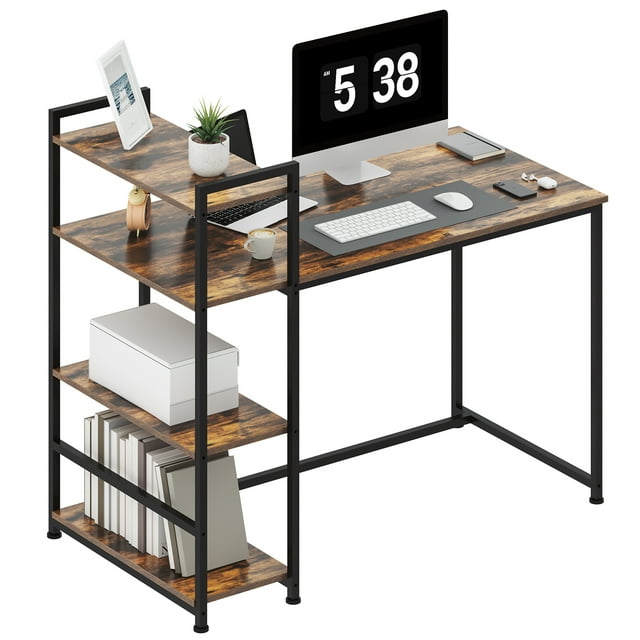 FlexiSpot 48" Computer Desk with 4 Shelves, Metal Home Office Desk ...