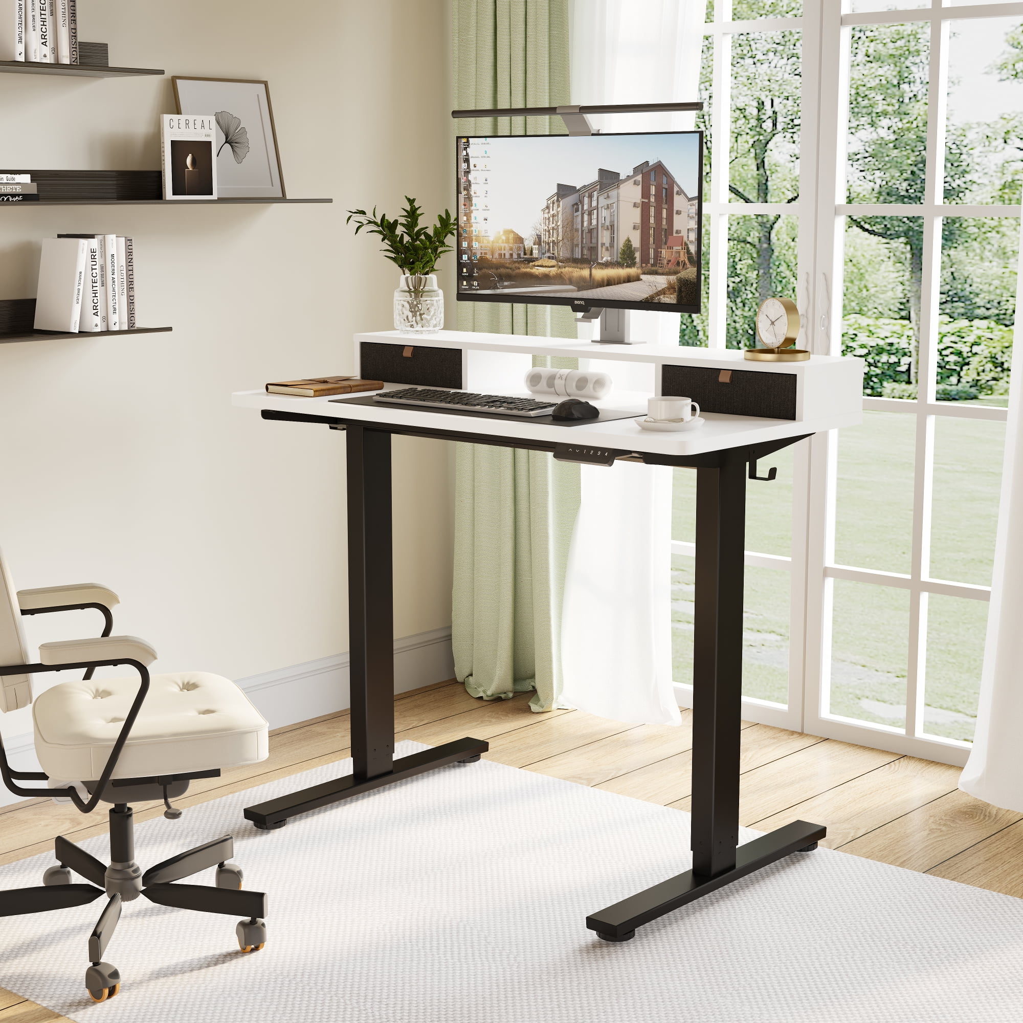 FlexiSpot 48"x24" Height Adjustable Standing Desk with 2 Drawers ...