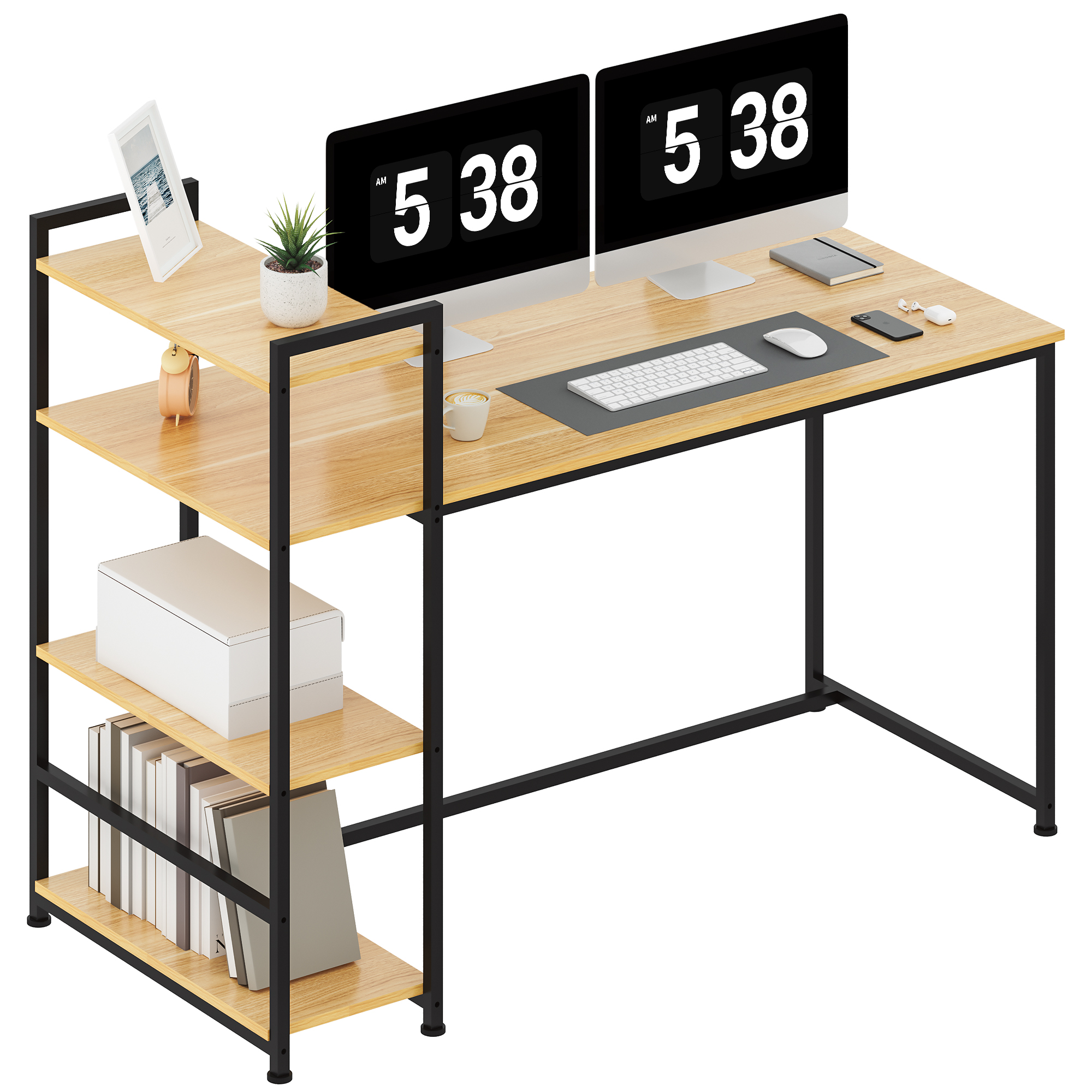 Flash Furniture Clifton Rustic Walnut Computer Desk with Top and Lower ...