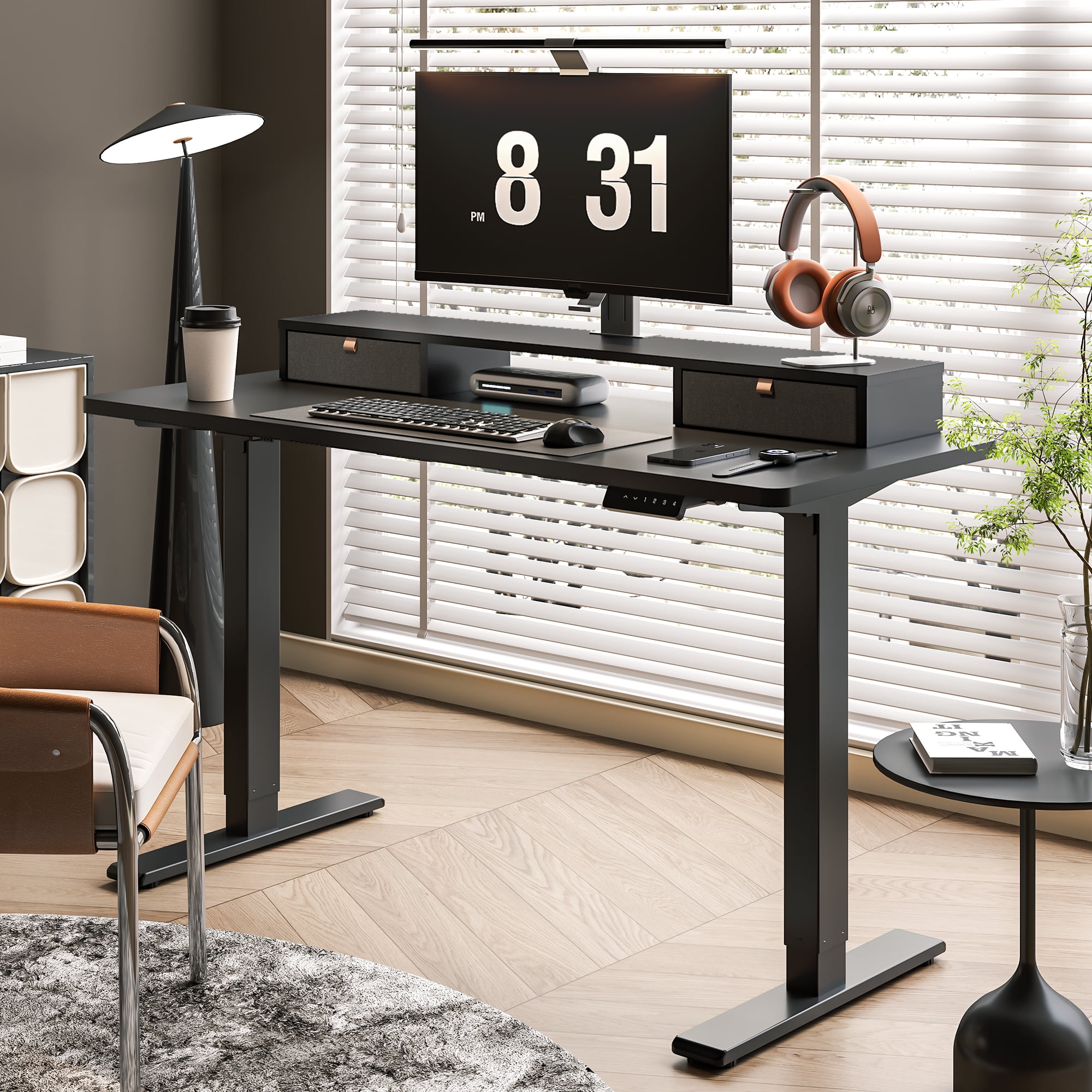 FlexiSpot 55x24 Height Adjustable Standing Desk with 2 Drawers ...