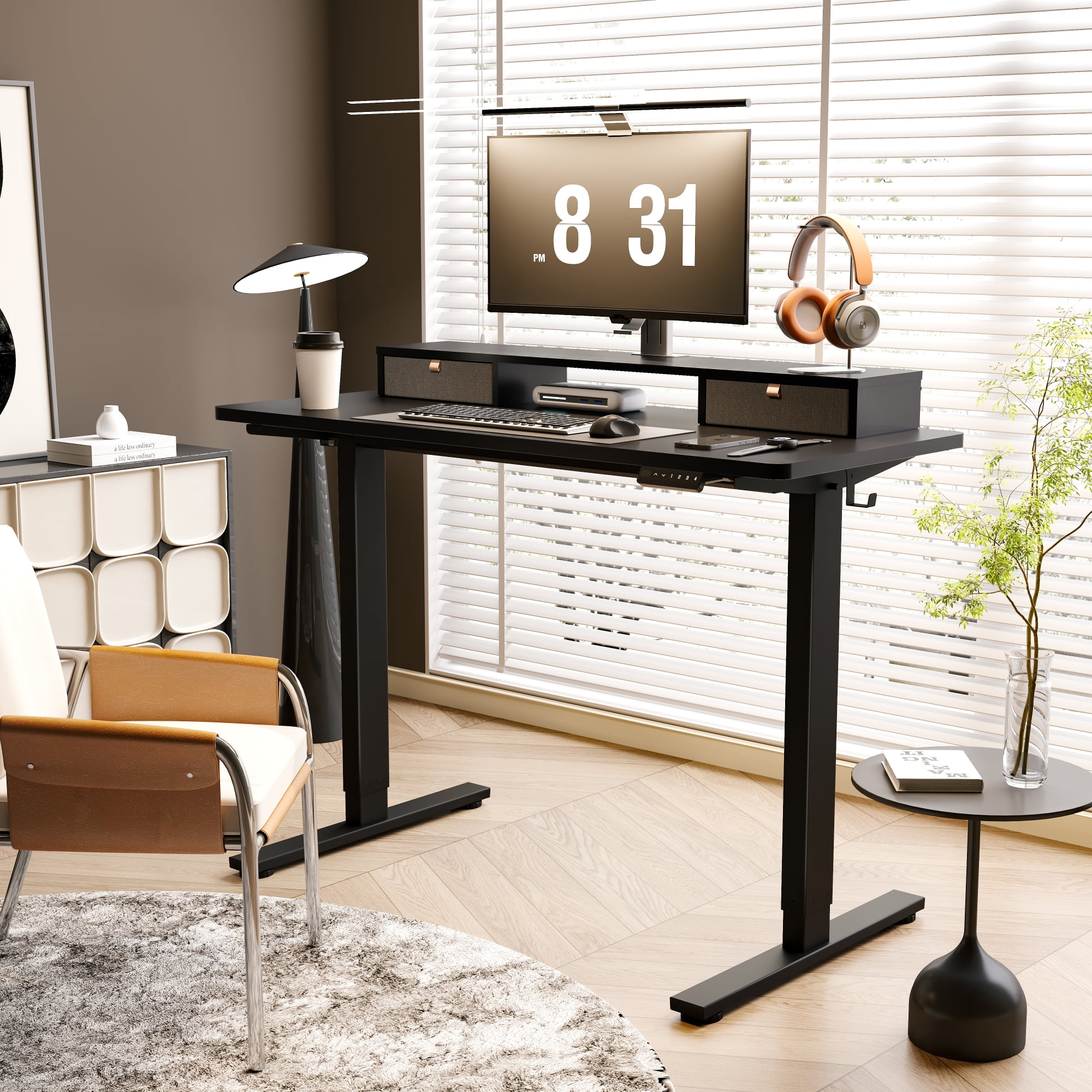 FlexiSpot 55"x24" Height Adjustable Standing Desk with 2 Drawers ...