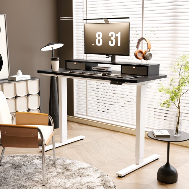 FlexiSpot 55"x24" Height Adjustable Standing Desk with 2 Drawers ...