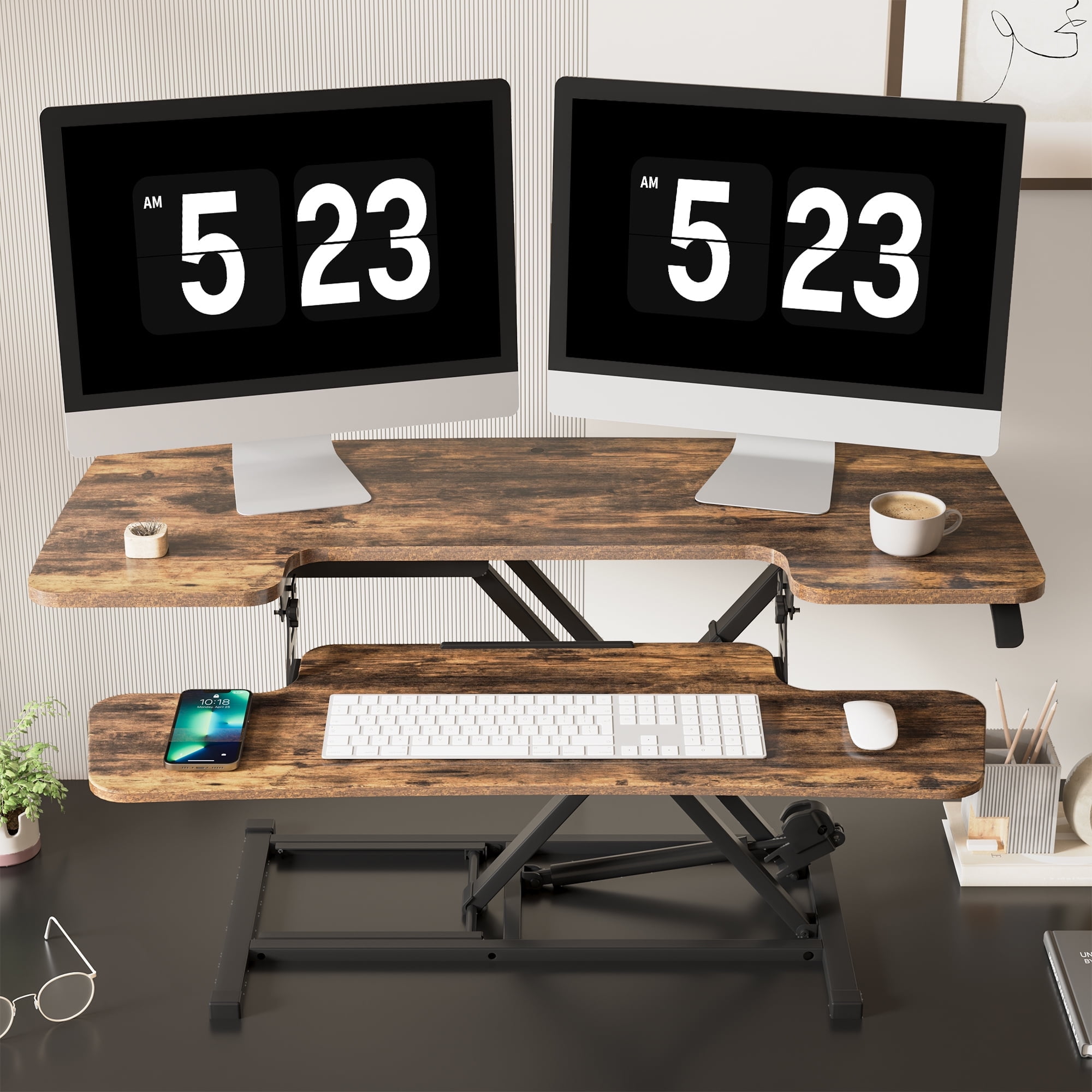 FlexiSpot Adjustable Standing Desk Converter, U Shape Keyboard Tray ...