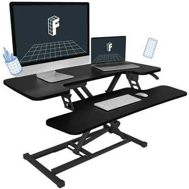 VIVO Vintage Brown Height Adjustable 28" Standing Desk Monitor Riser ...