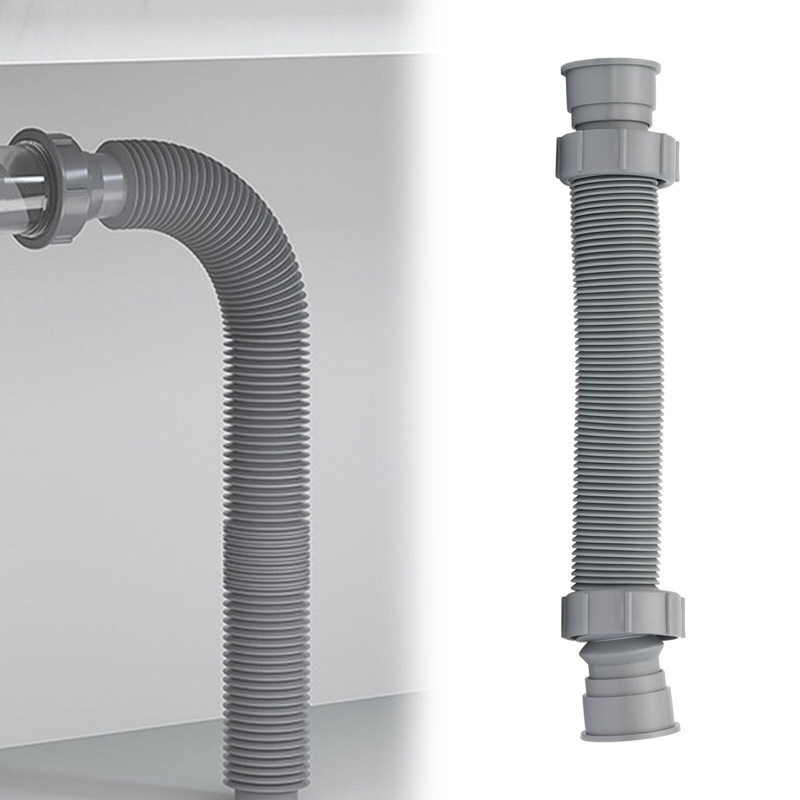 Flexible 1-1/2 P-Trap Pipe Expandable Drain Sink Tube Fits Restaurant ...