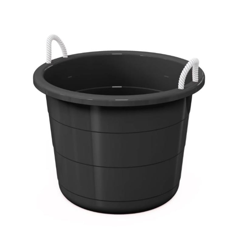 Flexible 17-Gallon Plastic Tub with Rope Handles - Black, Flexible ...