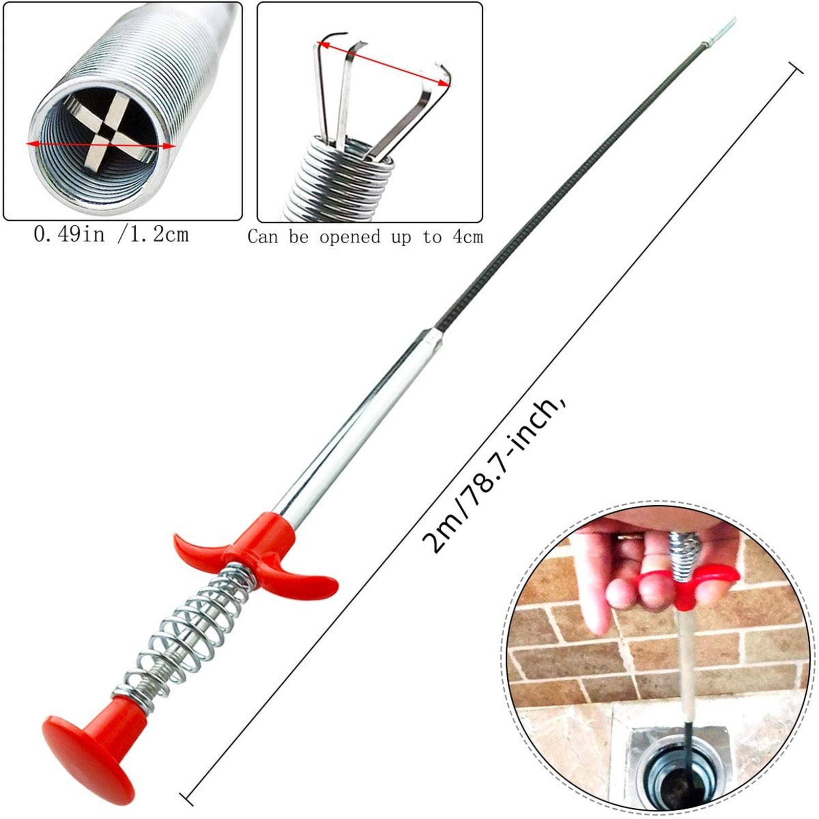 Flexible 4-Claw Sink & Toilet Unclogger Tool - 78.7" Retractable ...