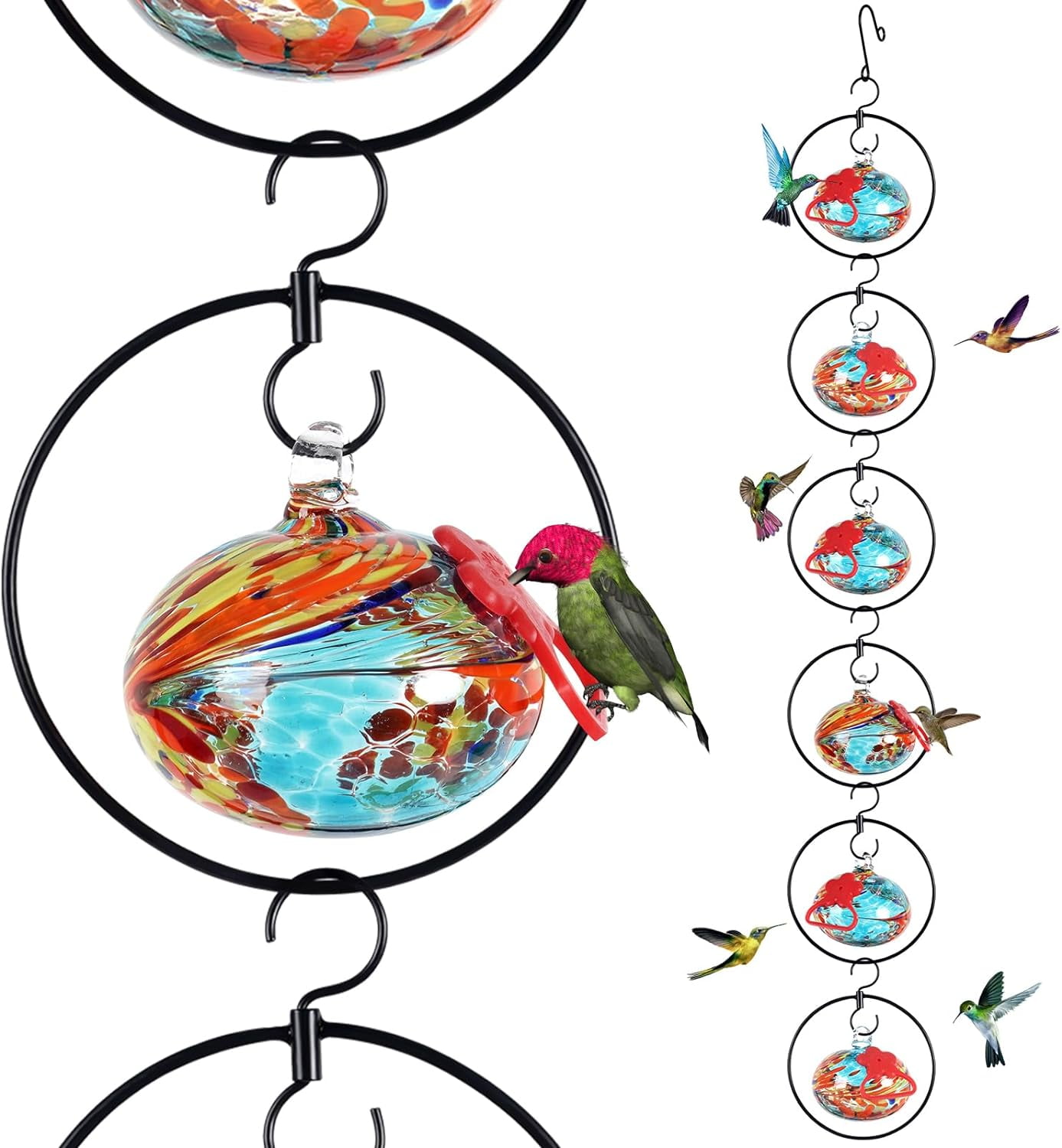 Flexible 6-Circular Hummingbird feeders for Outdoors Hanging Ant and ...