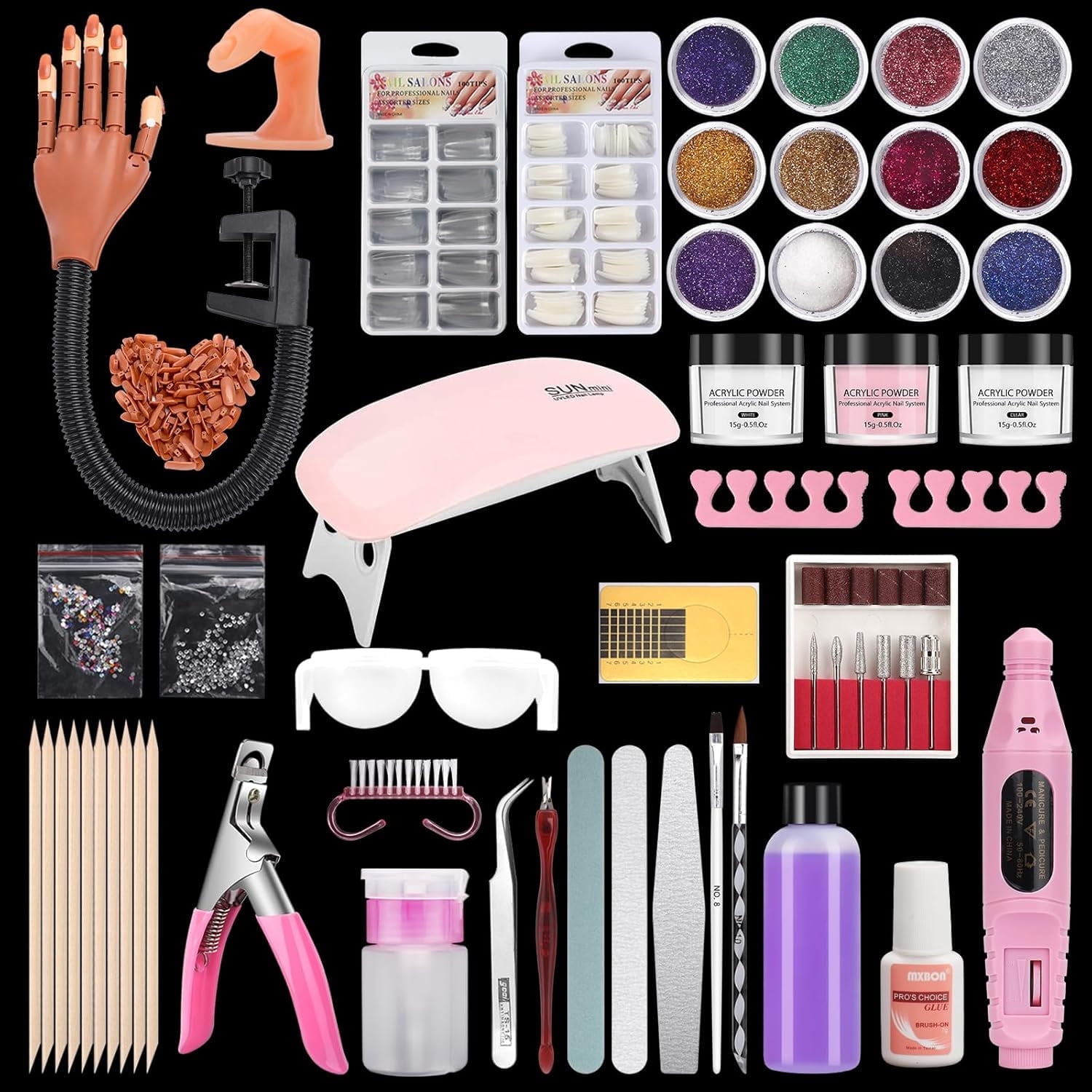 Flexible Acrylic Nail Practice Hand with Movable Fingers - Complete ...