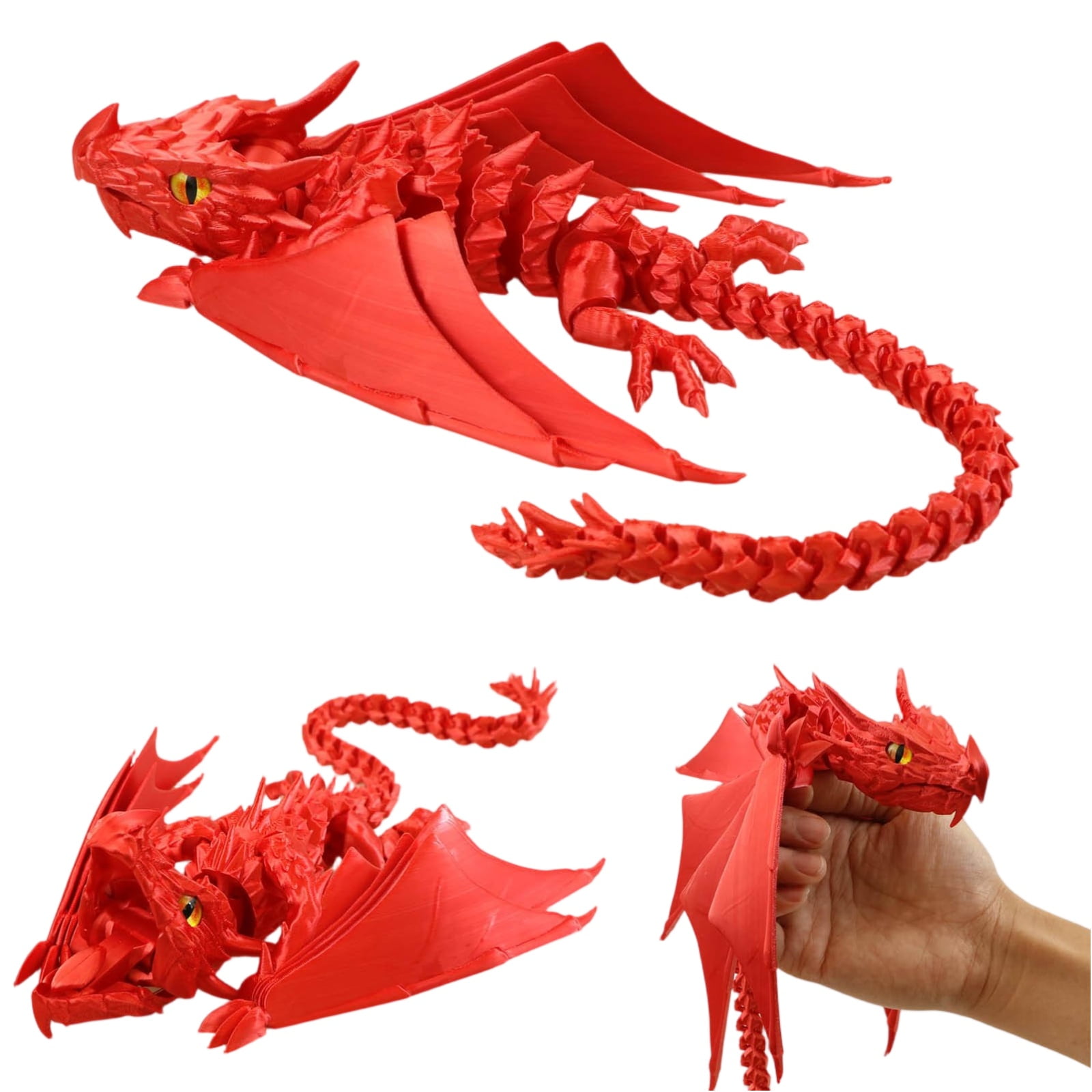 Flexible Articulated 8D Printed Crystal Dragon Model with Wings ...