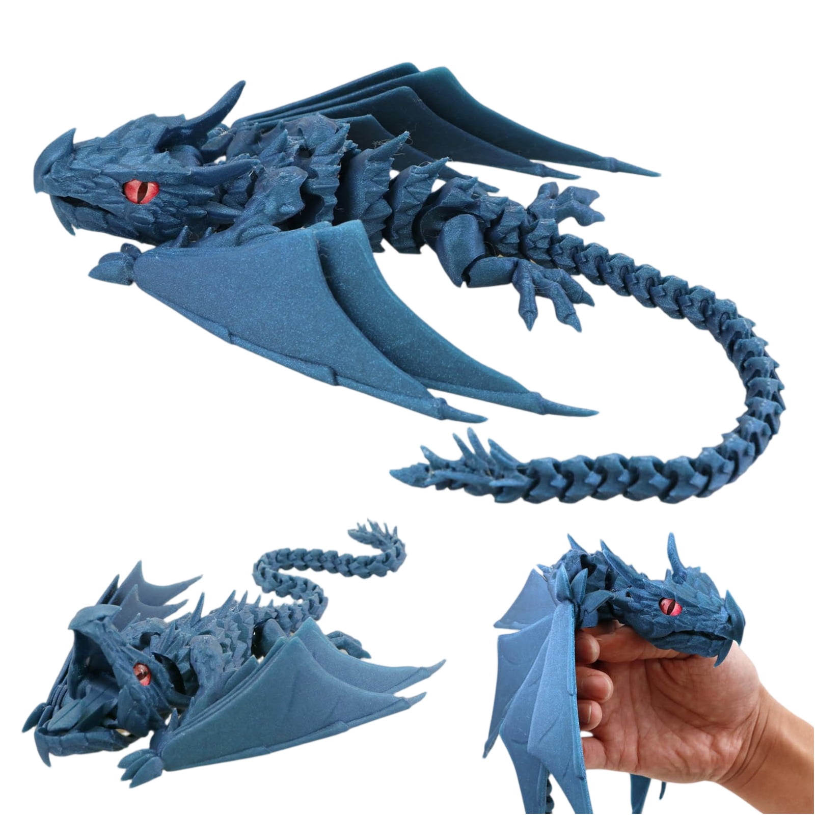 Flexible Articulated 9D Printed Crystal Dragon Model with Wings ...