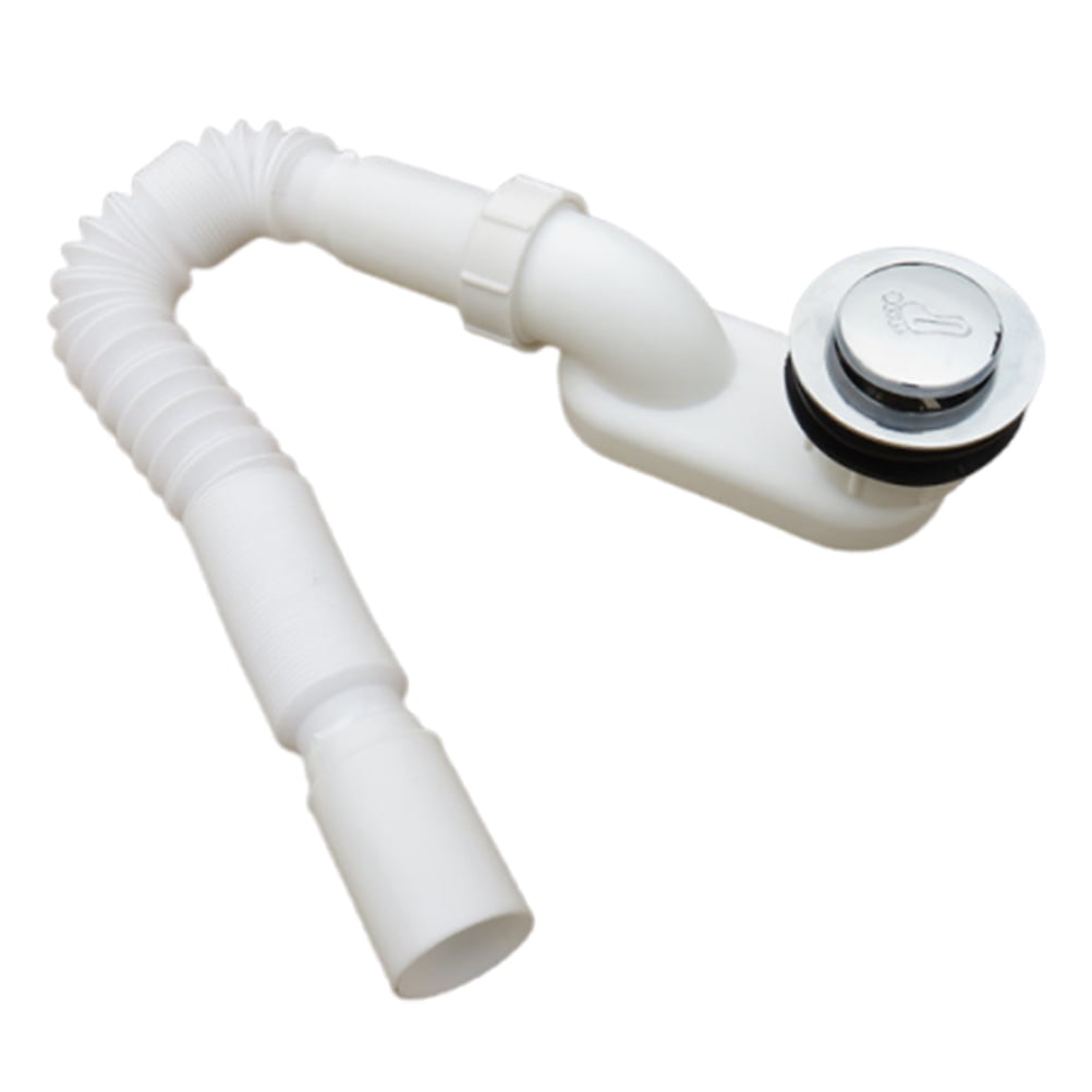 Flexible Bathtub Drain Pipe Kit Made from Durable Plastic White Easy ...