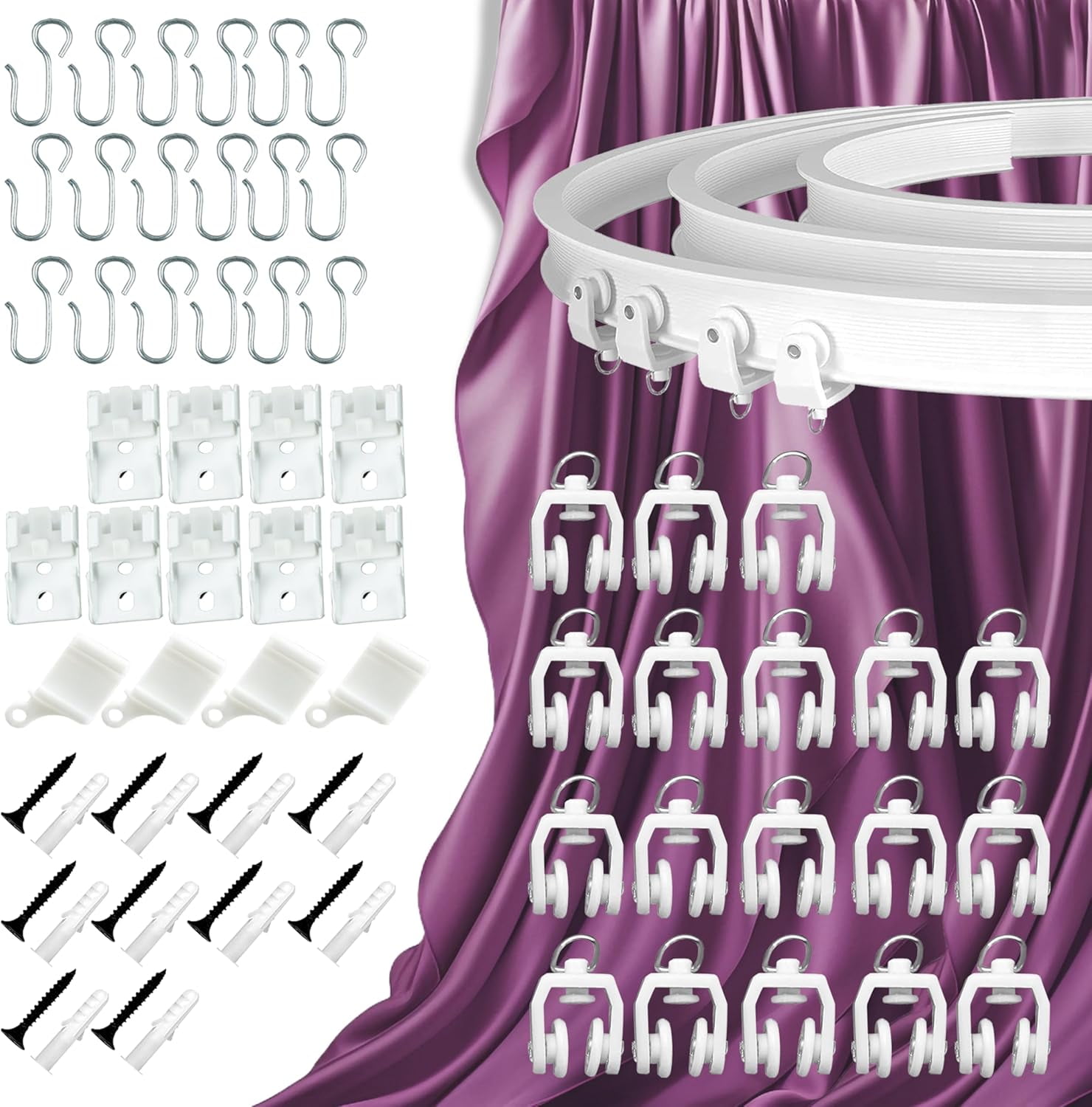 Flexible Bendable Ceiling Curtain Track, 16.4FT (5m), Ceiling Mount for ...