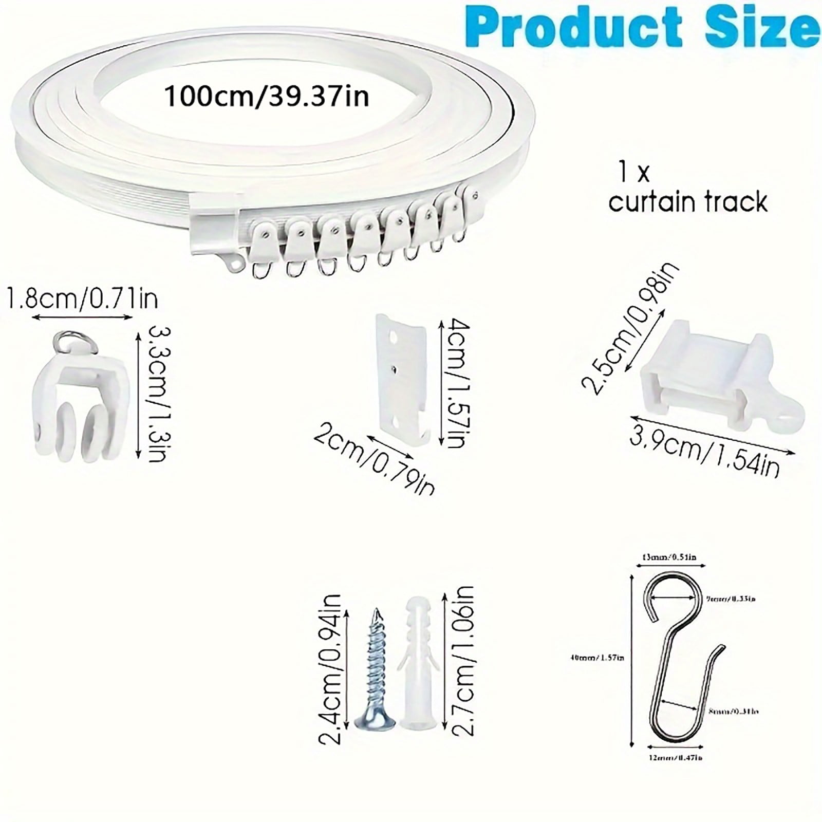 Flexible Bendable Ceiling Curtain Track, 1m (3.28ft), Ceiling Track ...