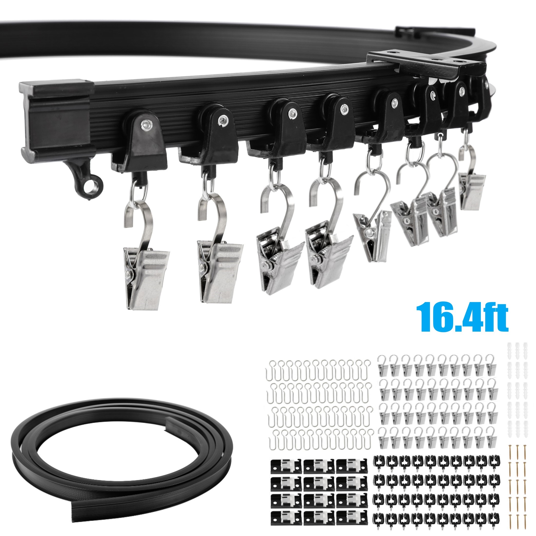 Ceiling Curtain Track Set - Comes With Track, Roller Hooks ...