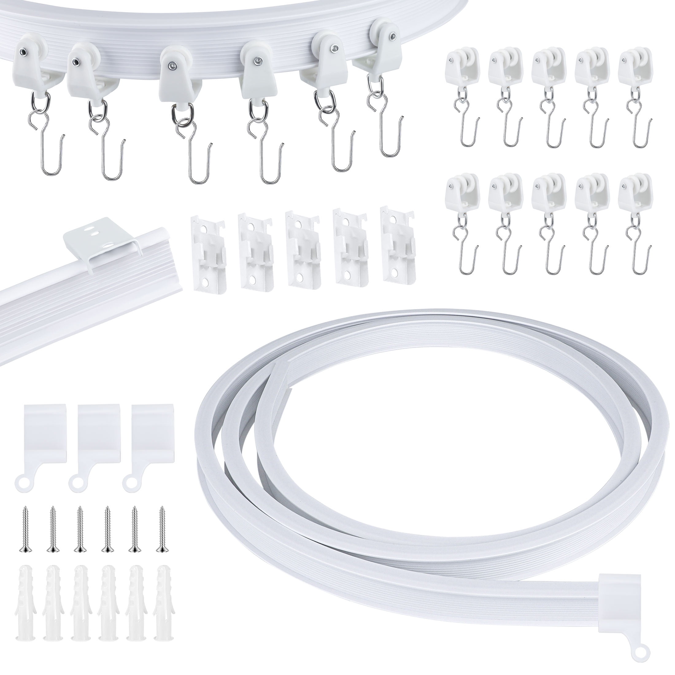 Flexible Bendable Ceiling Curtain Track System, 6.6ft Curved Curtain ...