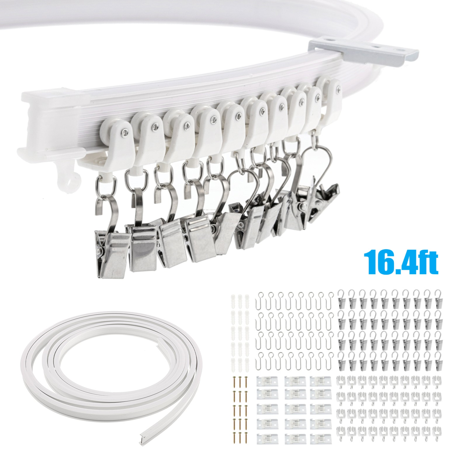 Ceiling Curtain Track Set - Comes With Track, Roller Hooks ...