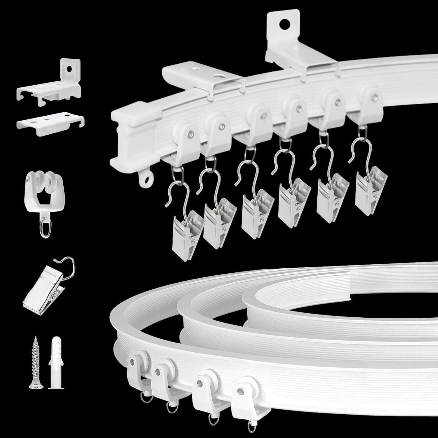 KOLAKO, Ceiling Curtain Track, 8.2Ft, Flexible Bendable White - Walmart.com