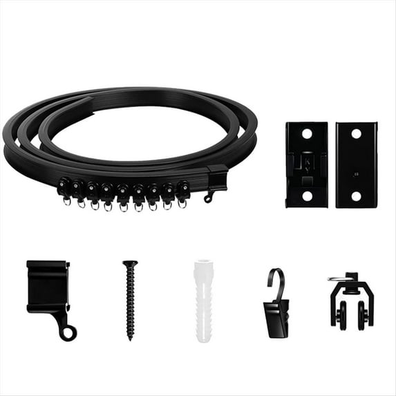 Flexible Bendable Curtain Track, Ceiling Wall Mounted, Black Curved ...