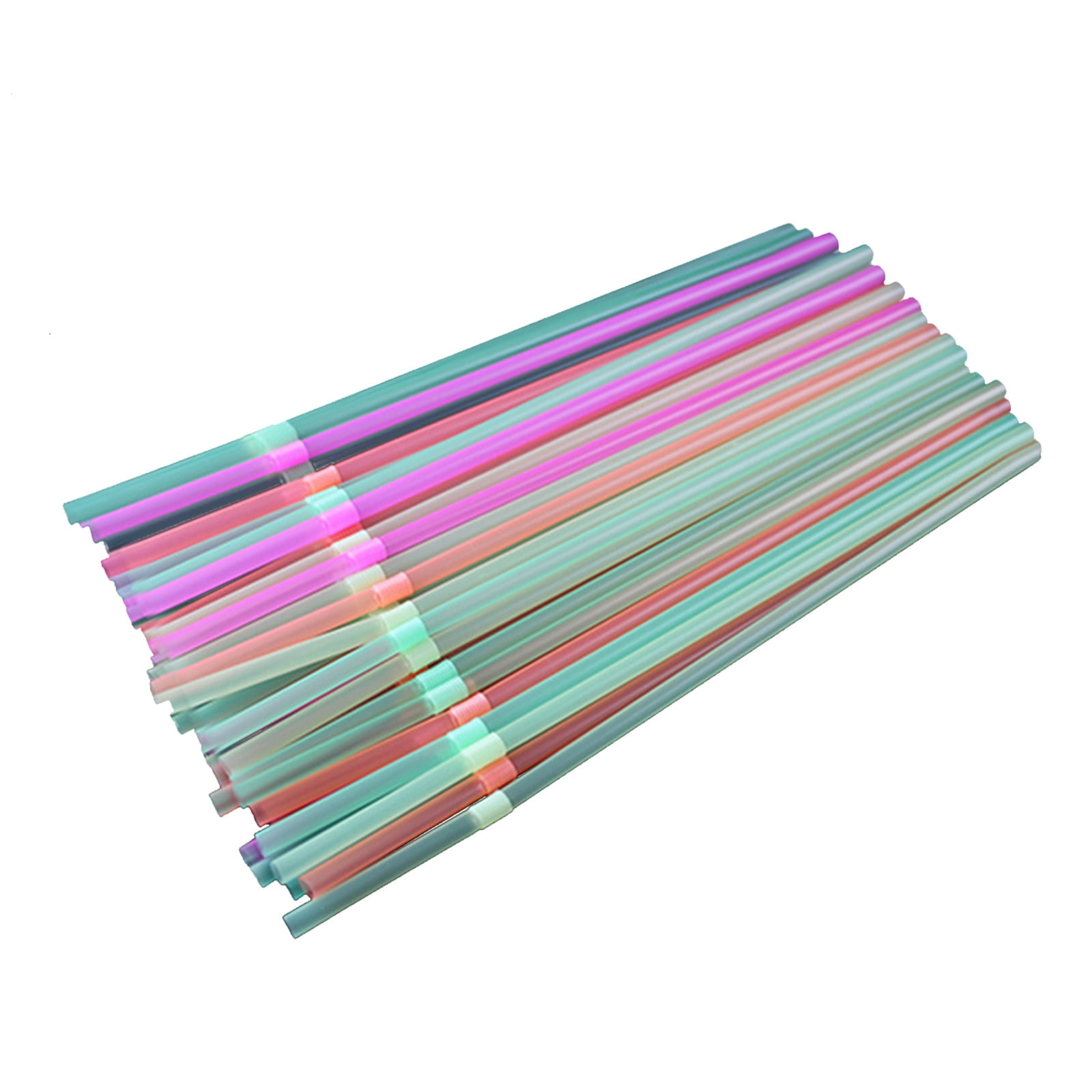 Flexible Bendy Party Disposable Plastic Drinking - Transparent 100Pcs ...