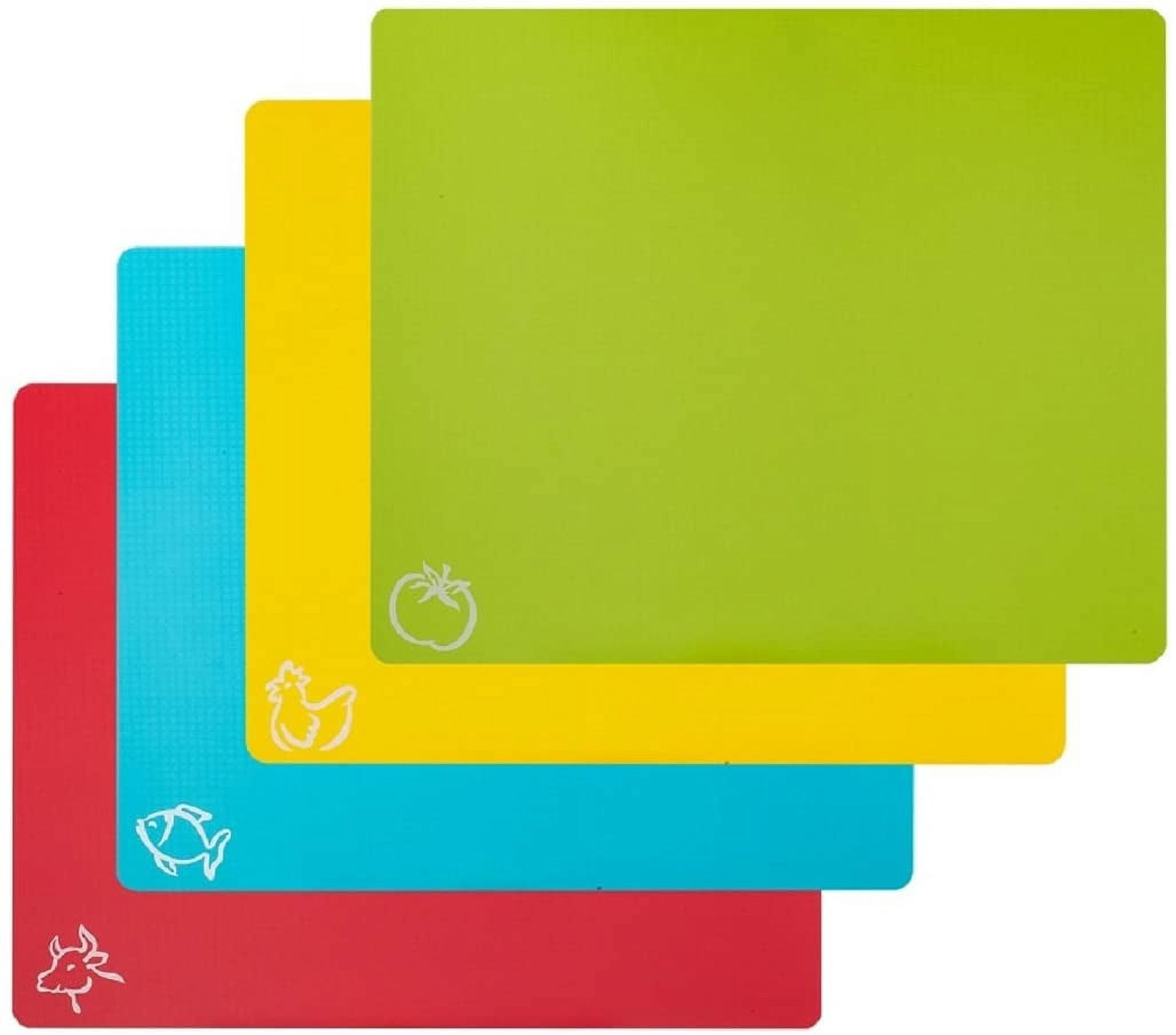 Flexible Board Grade Plastic Kitchen Cutting Mat with Food Icons, Set ...