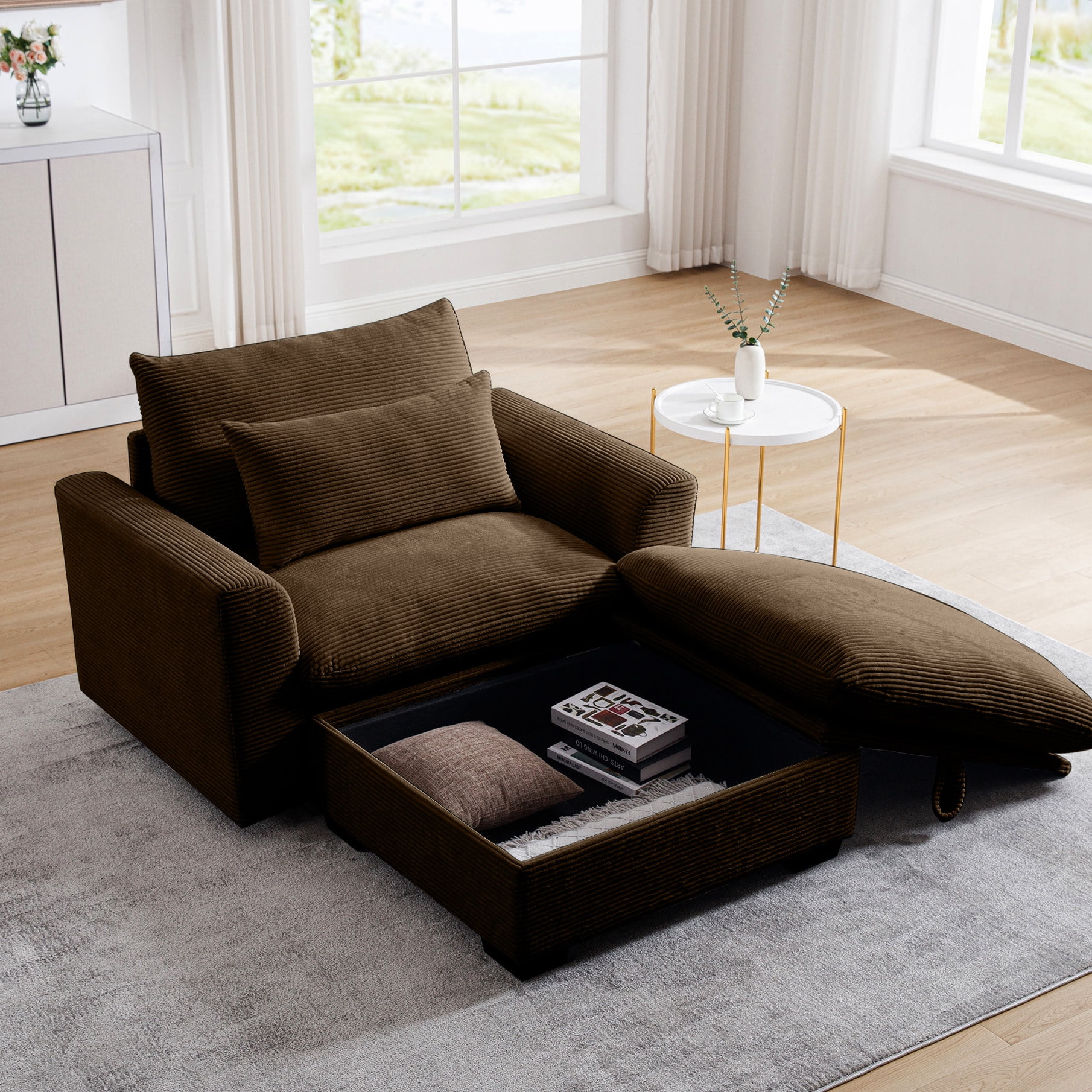 Flexible Brown Corduroy Modular Couch | Adaptable to Different Room ...